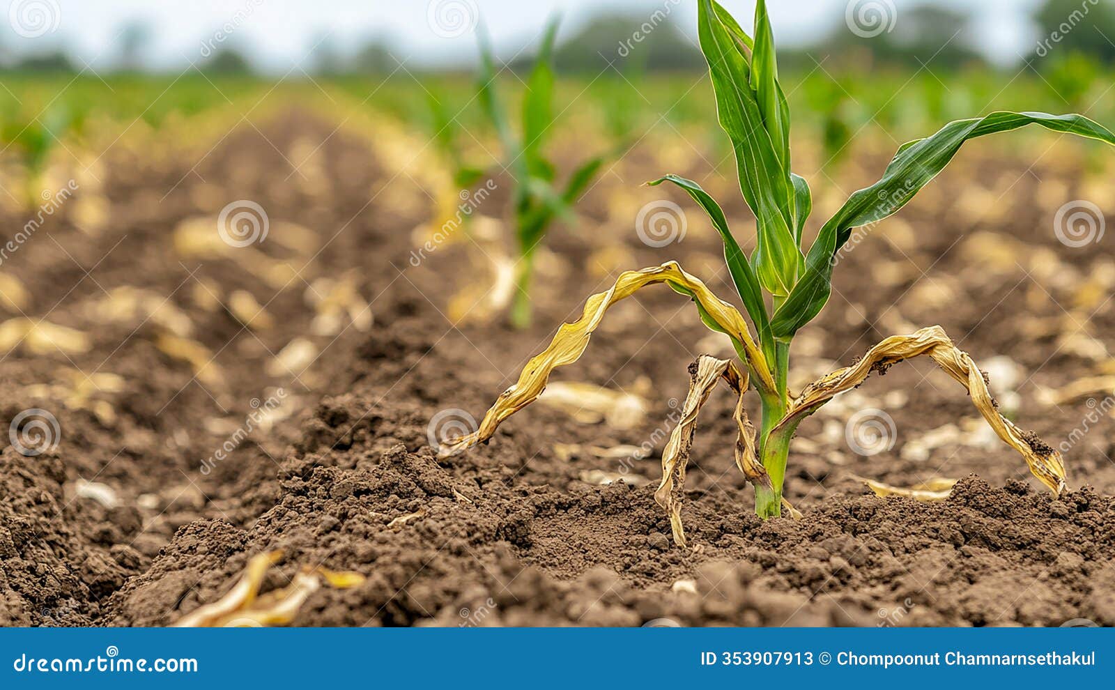 A Corn Plant Showing Signs of Poor Growth from Compacted Soil Stock ...