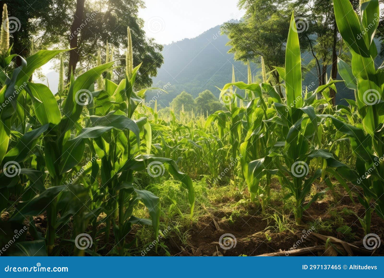 Corn Plants Growing in a Jungle Field Stock Image - Image of farming ...