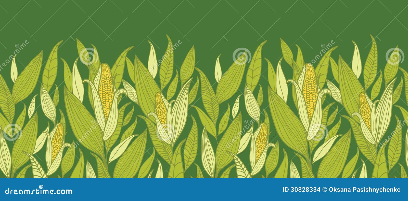 Corn Plants Horizontal Seamless Pattern Background Vector Illustration ...