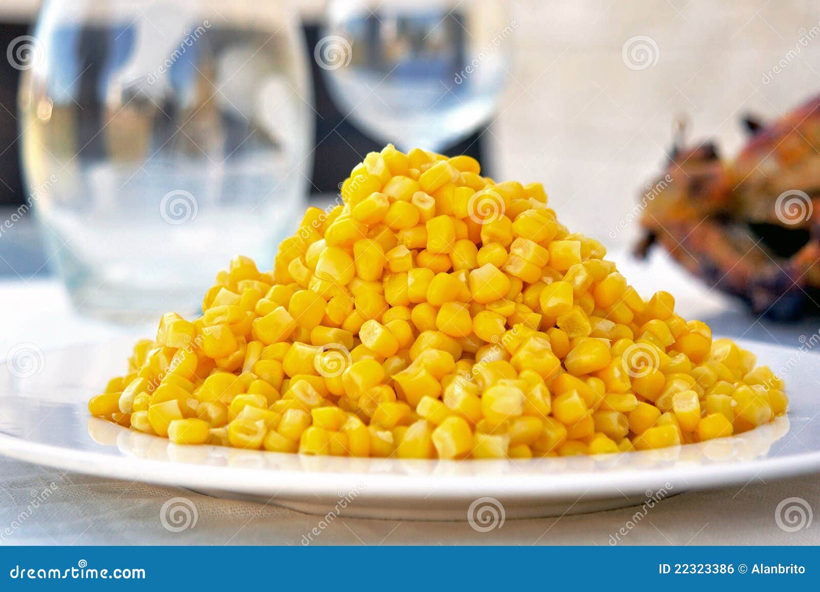 Corn on a Plate As Part of a Dinner Table Set Up Stock Photo - Image of ...