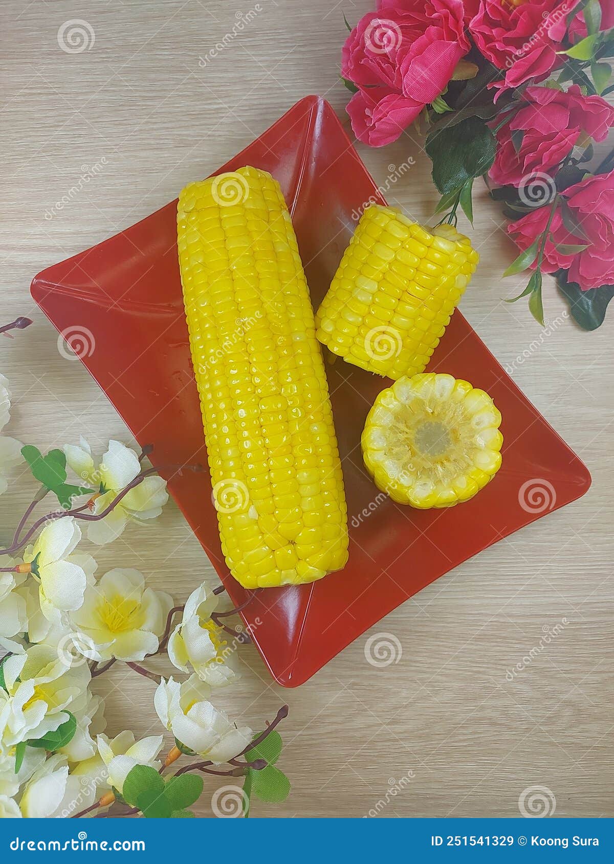 The corn on the plate. stock image. Image of vegetable - 251541329