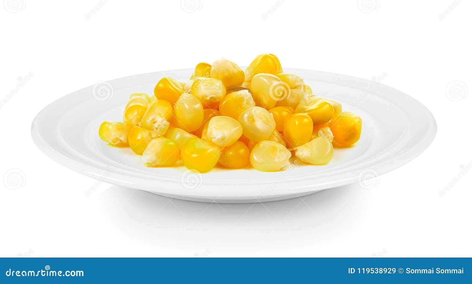 Sweet Corn in a Plate on White Background Stock Image - Image of seed ...