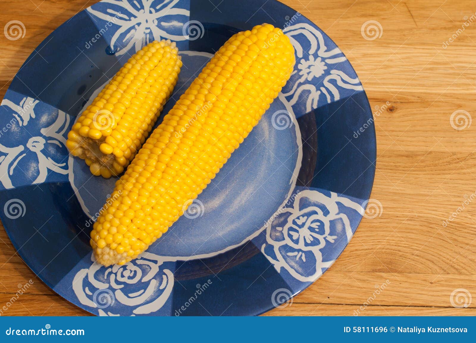 Corn on plate stock photo. Image of flower, vegetarian - 58111696