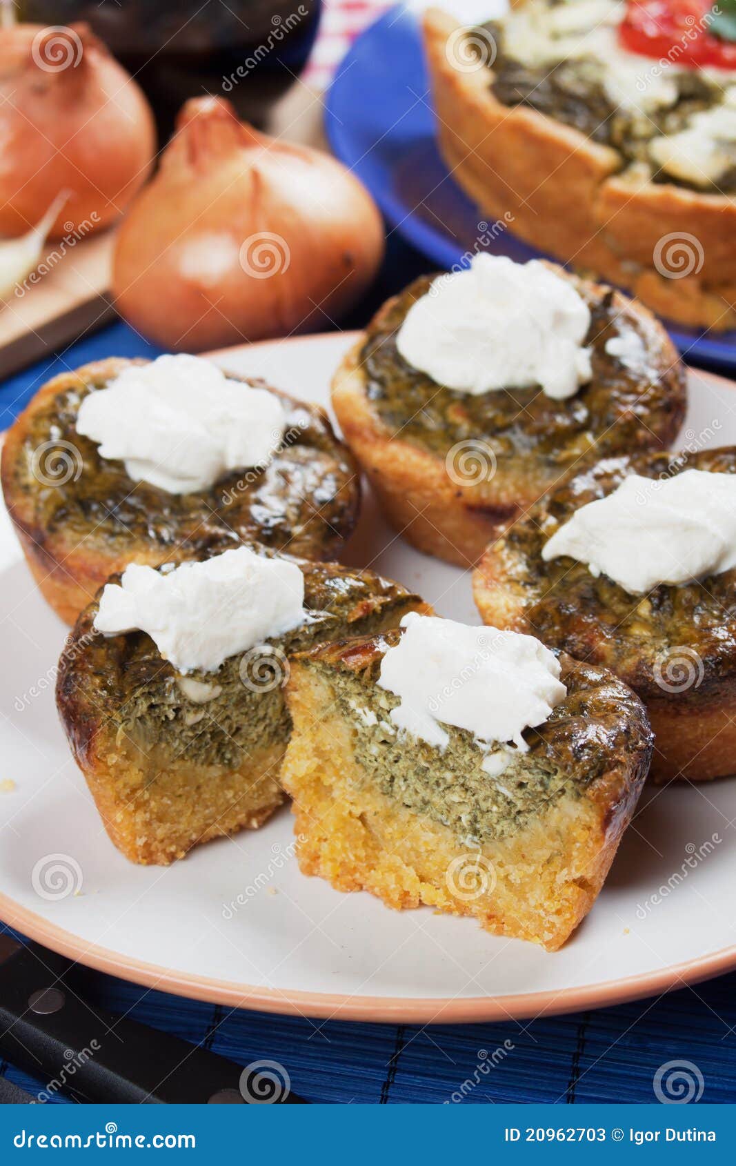 Corn Pone with Spinach and Cream Stock Image - Image of photograph ...