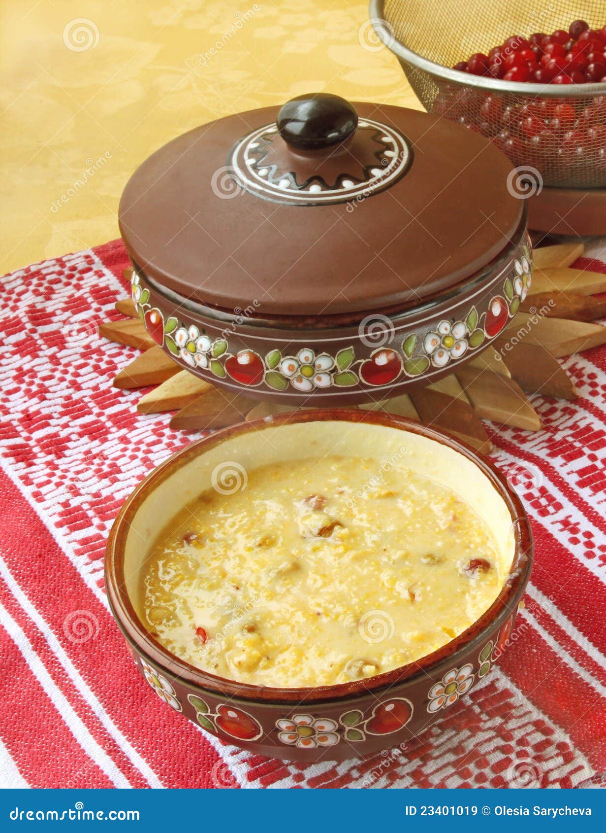 Corn Porridge (banush) with a Cranberry Stock Image - Image of domestic ...