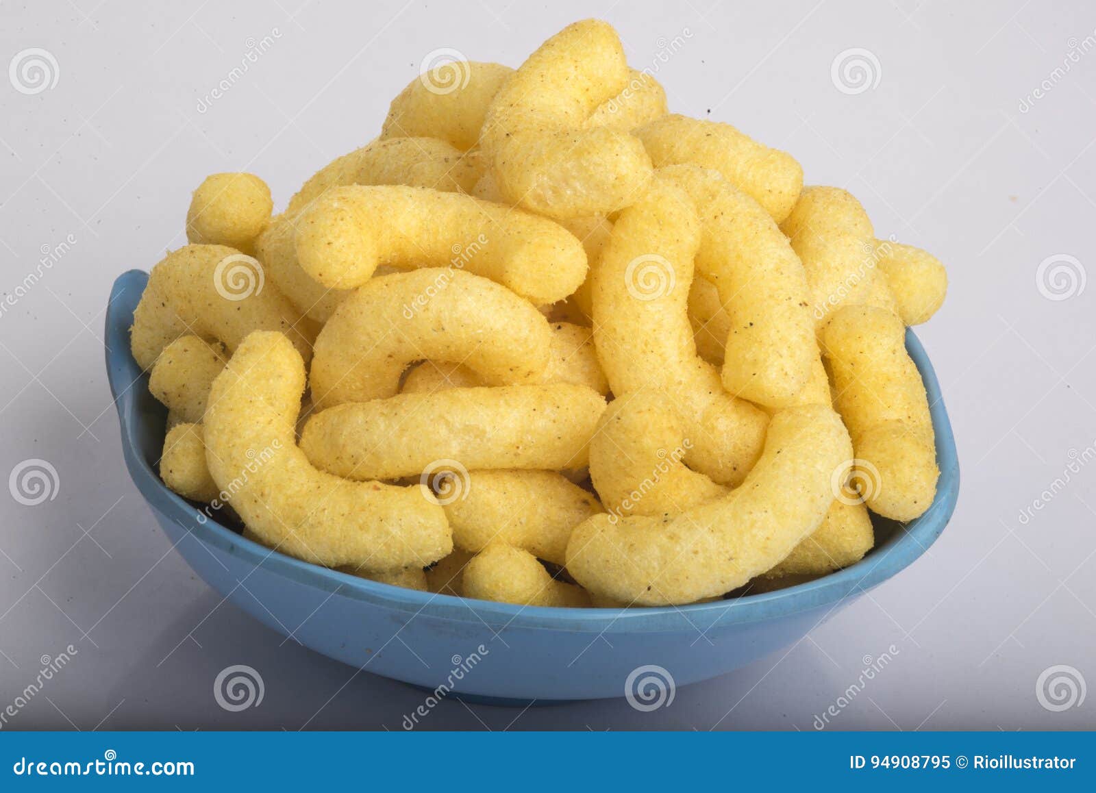 Corn Puff & Fryums in Blue Bowl Stock Image - Image of selective, bowl ...