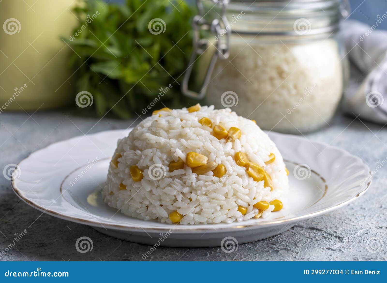 Corn Rice in a Rice Bowl (Turkish Name Misirli Pilav Stock Photo ...