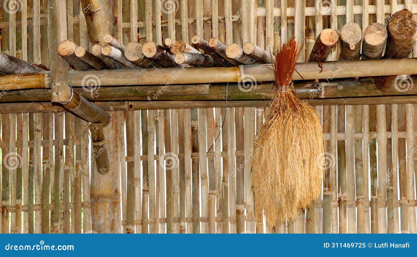 Corn and Rice Hanging in a Traditional Javanese Kitchen Stock Image ...