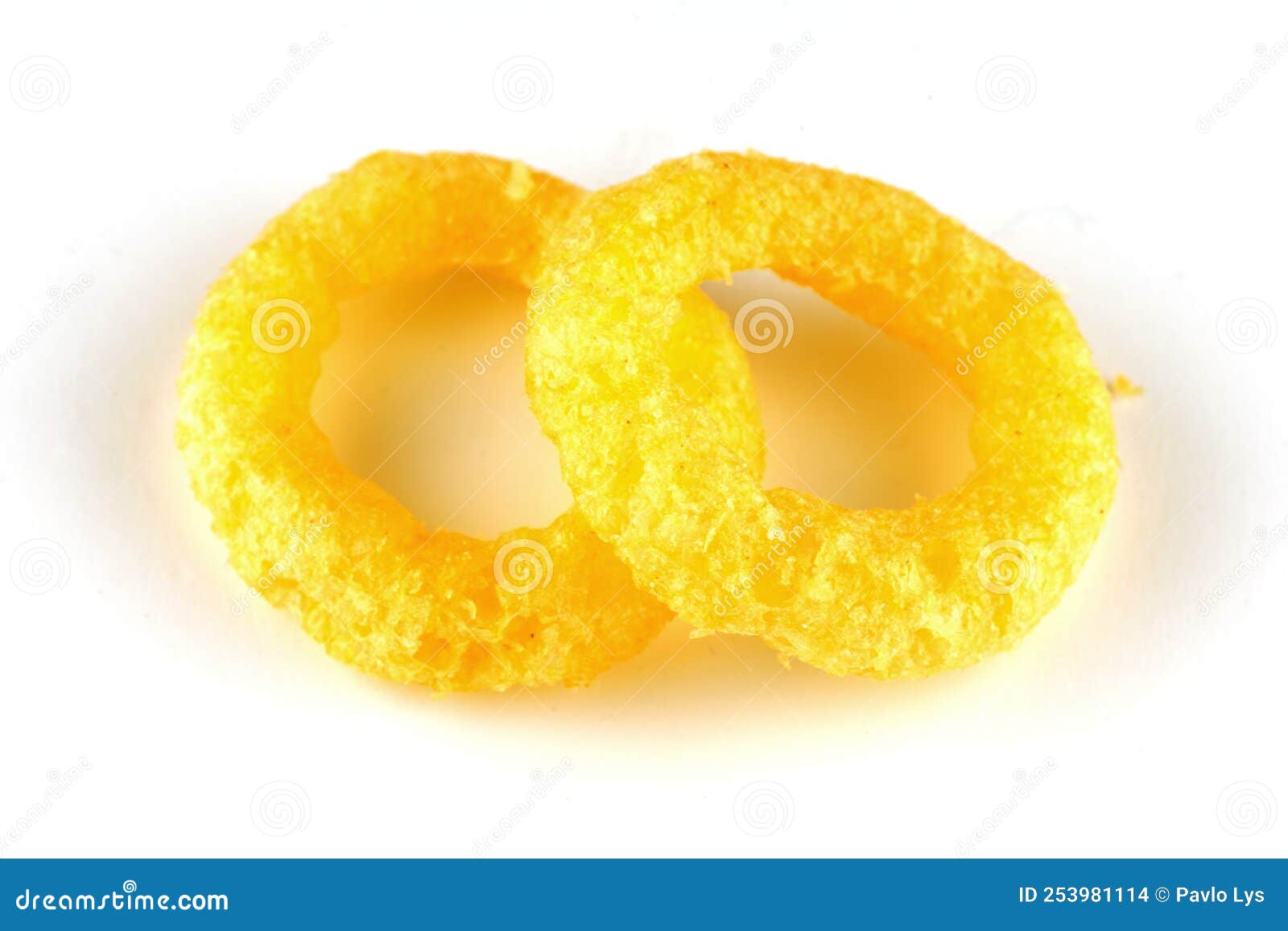 Corn Rings. Yellow Snacks Isolate Stock Photo - Image of heap ...