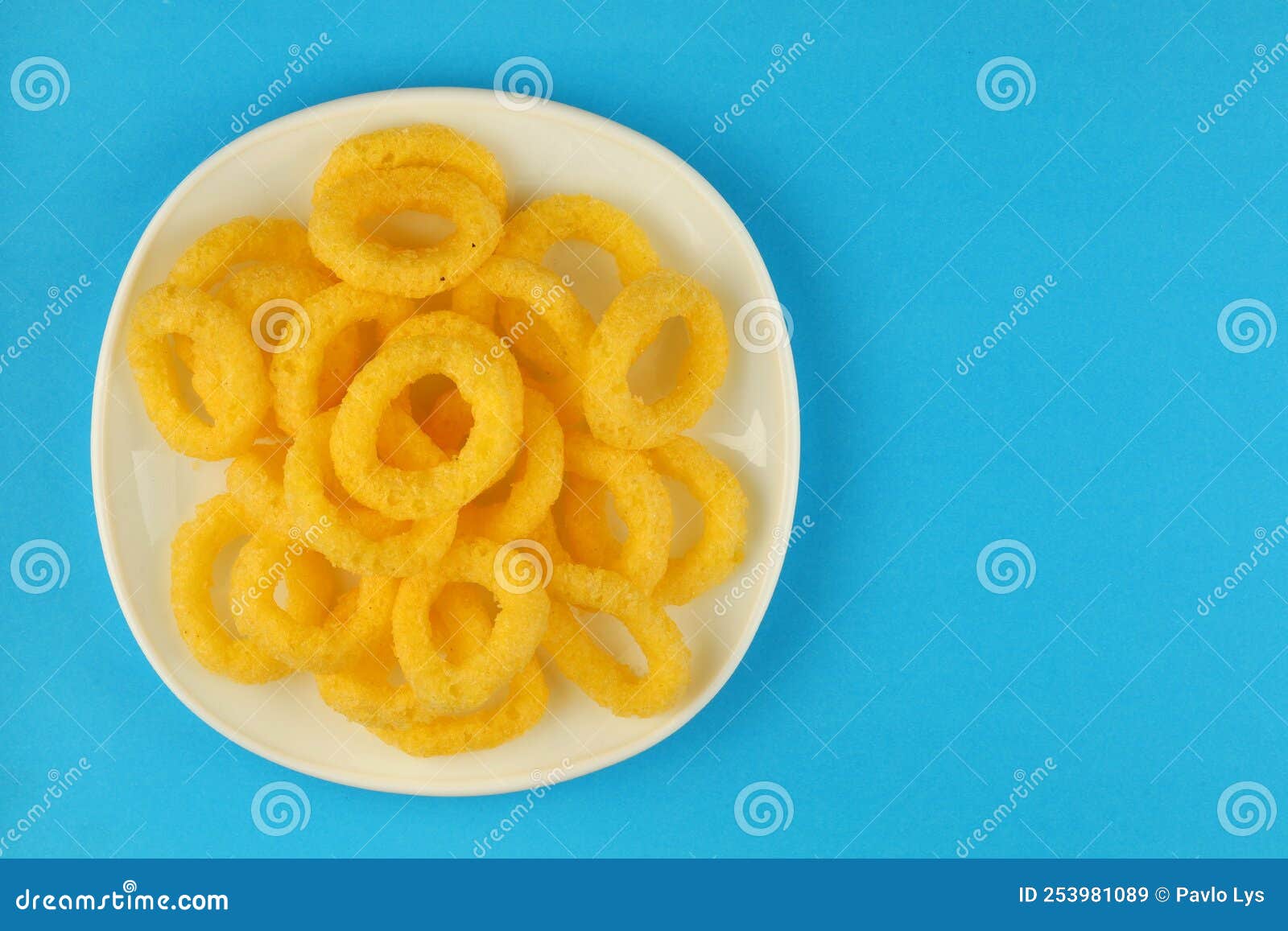 Corn Rings. Yellow Snacks in a Plate Stock Image - Image of wheat ...