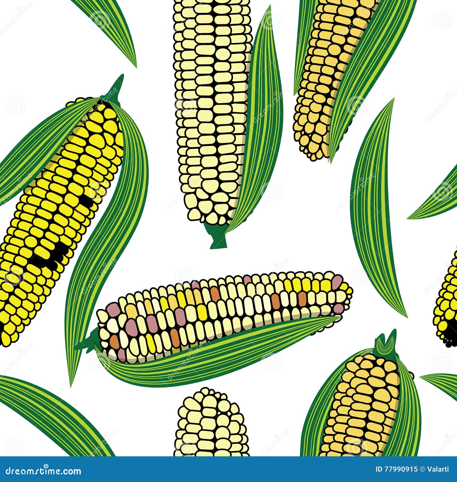Corn Seamless Pattern Cute Background. Vector Cute Corns Seamless ...