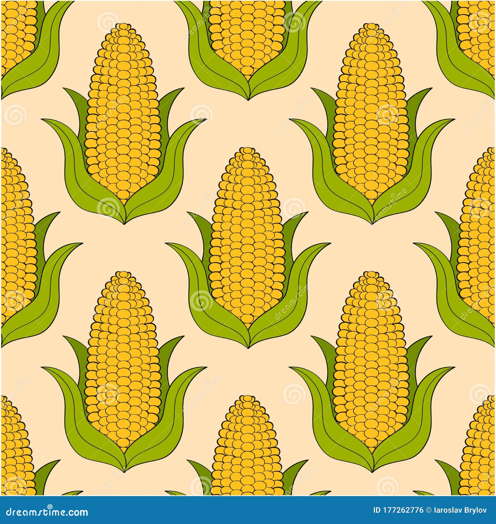 Corn Seamless Pattern. Flat Geometric Cartoon Background Stock Vector ...
