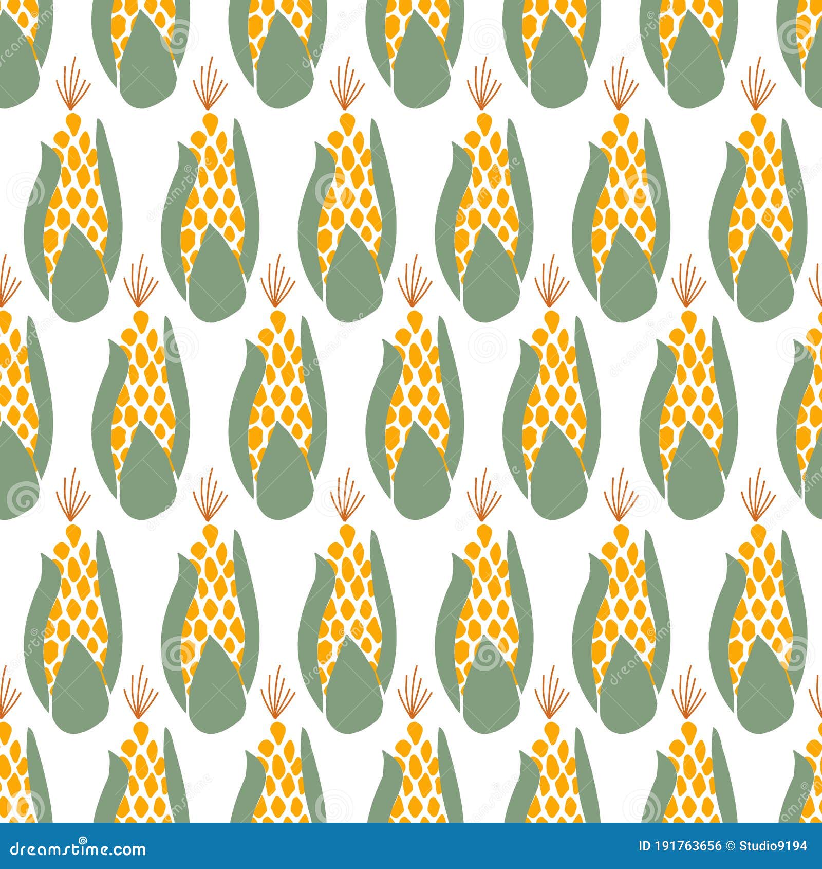 Corn Seamless Vector Background. Maize Repeating Pattern. Autumn, Fall ...