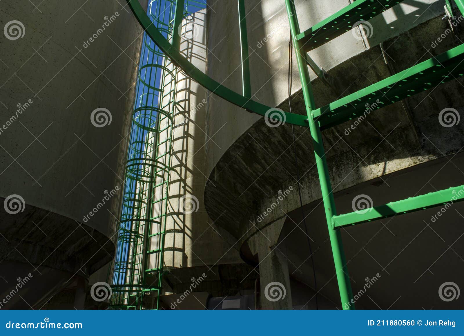 Corn Seed Storage Bins with Ladders at Elevator Grain Operation in the ...