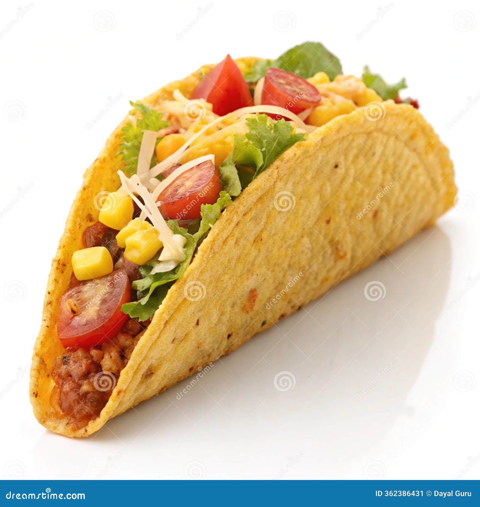 Corn Shell Taco Isolated on White Background Stock Illustration ...