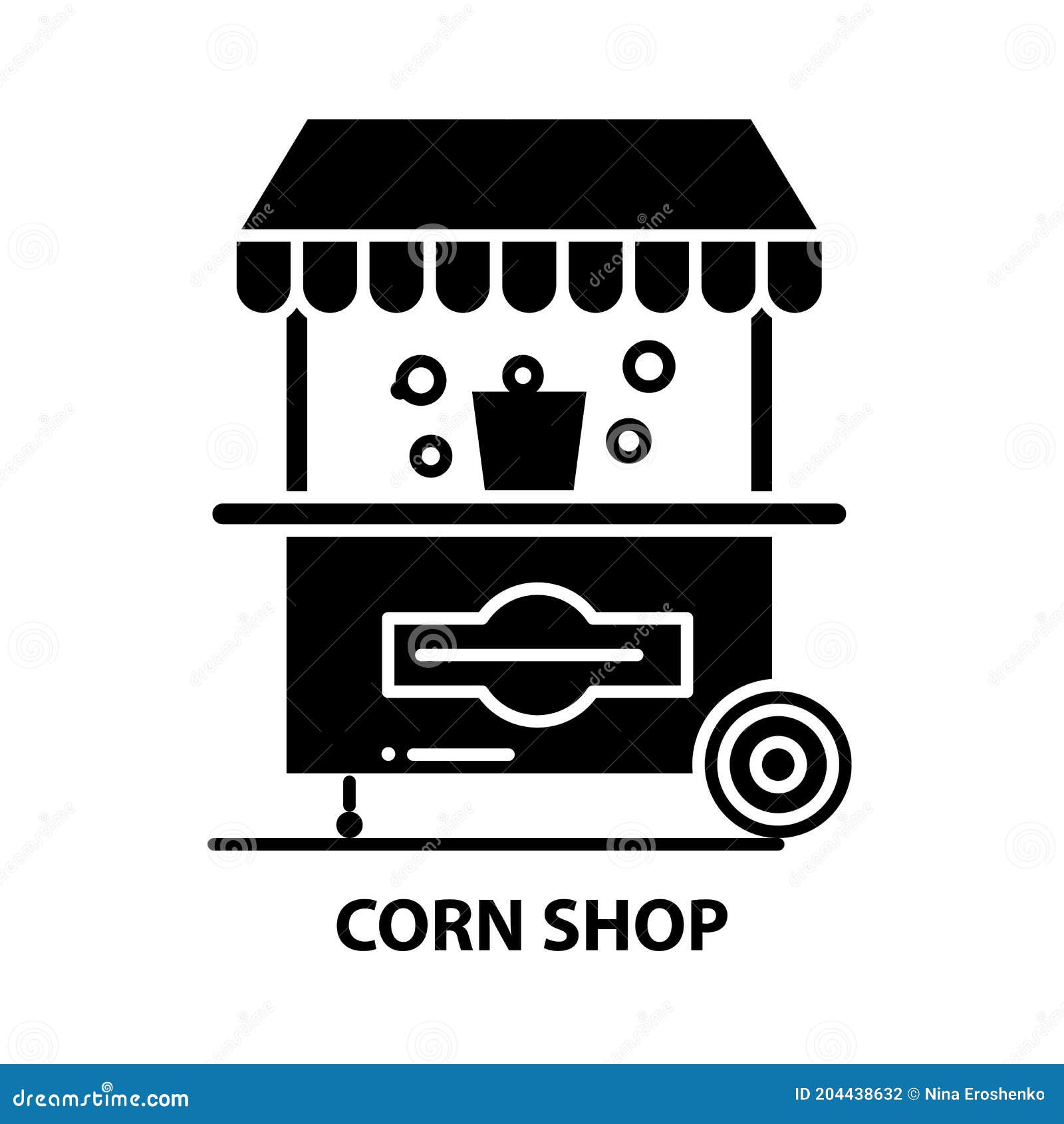 Corn Shop Icon, Black Vector Sign with Editable Strokes, Concept ...