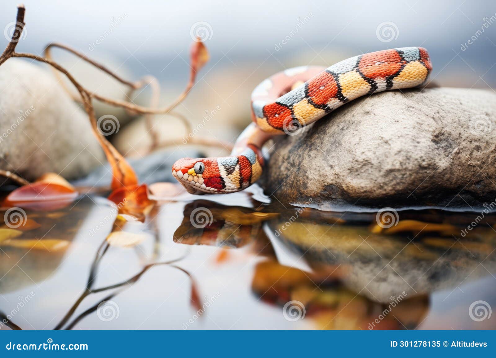 Corn Snake Climbing Over Smooth River Rocks Stock Image - Image of rock ...