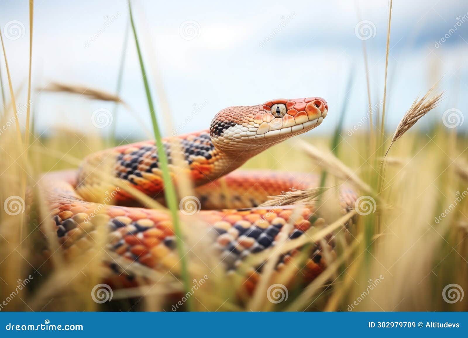 Corn Snake Winding through a Field of High Grass Stock Illustration ...