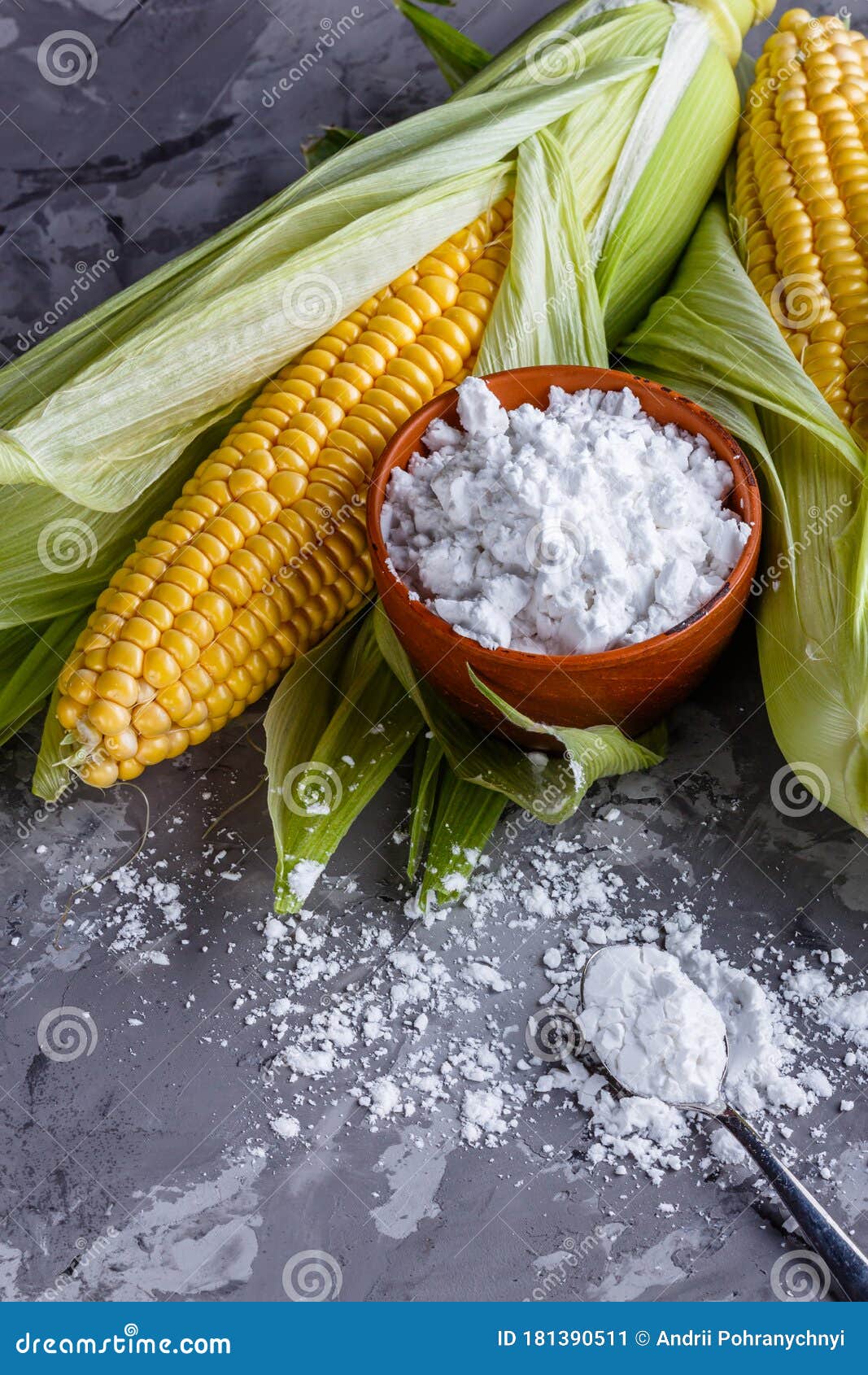 Corn Starch on a Dark Stone Background Stock Image - Image of organic ...