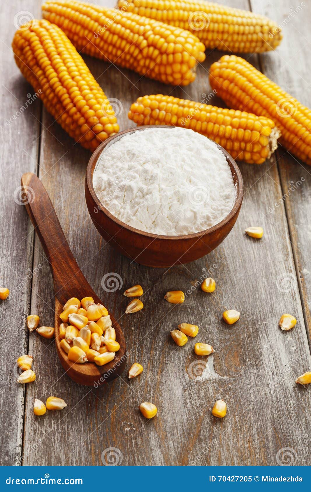 Corn starch on the table stock image. Image of wooden - 70427205