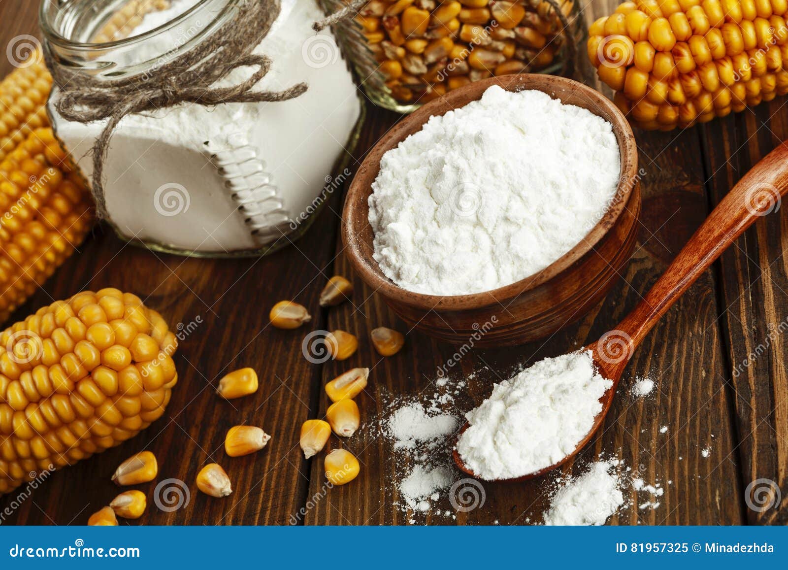 Corn starch on the table stock image. Image of nutrition - 81957325