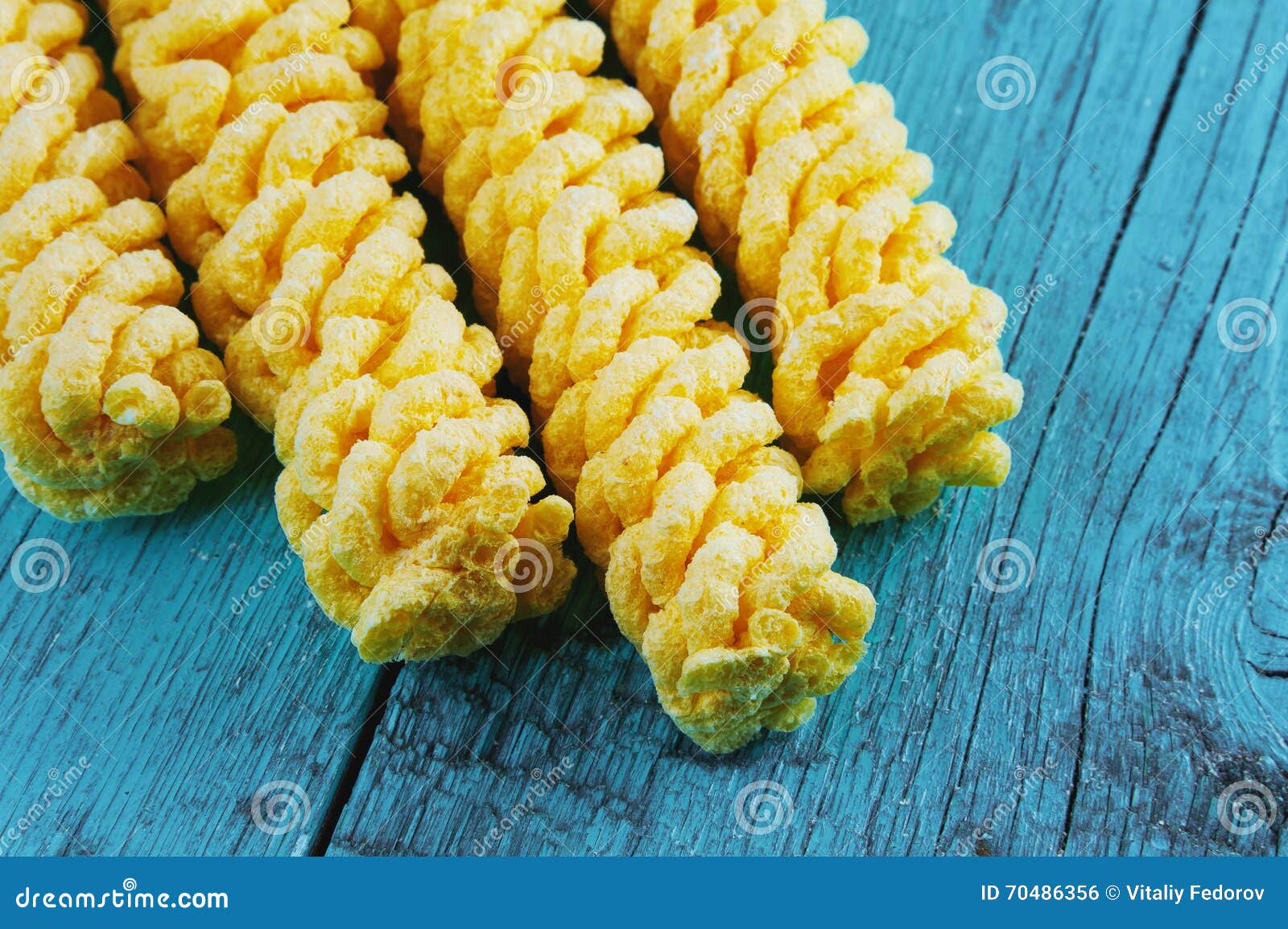 Corn Sticks on Blue Background Stock Photo - Image of preparation ...