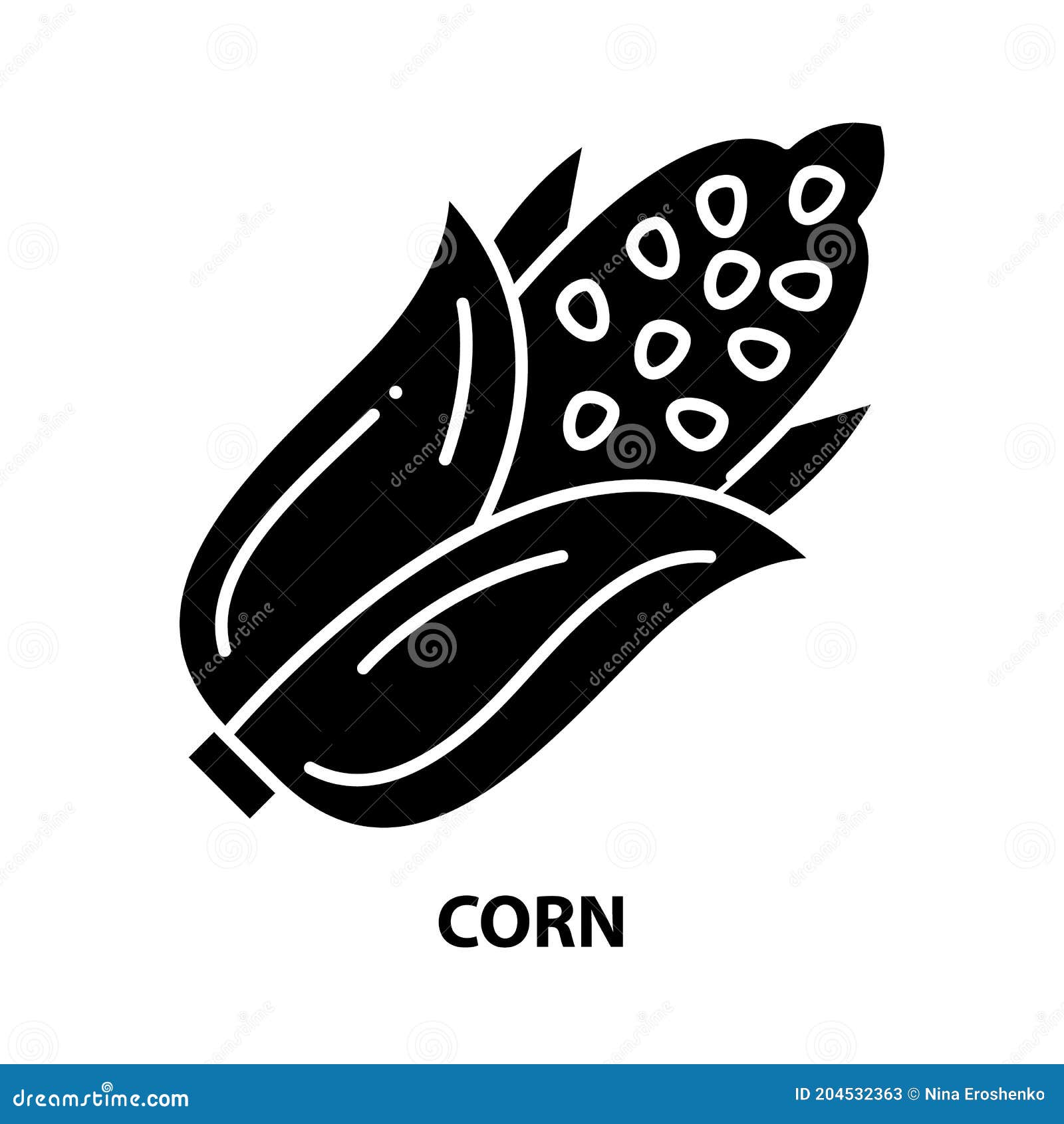 Corn Symbol Icon, Black Vector Sign with Editable Strokes, Concept ...