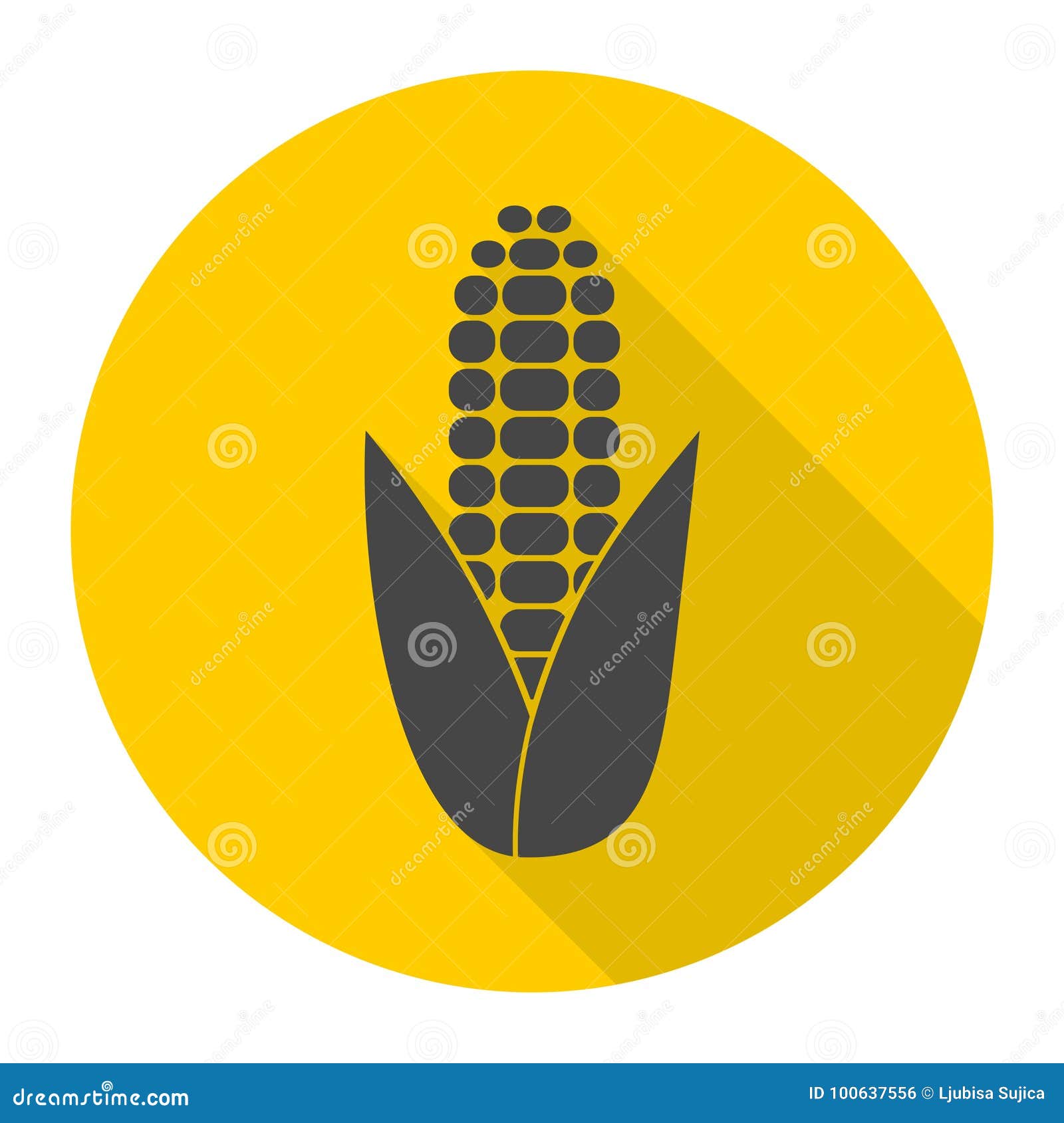 Corn Symbol Icon with Long Shadow Stock Vector - Illustration of design ...