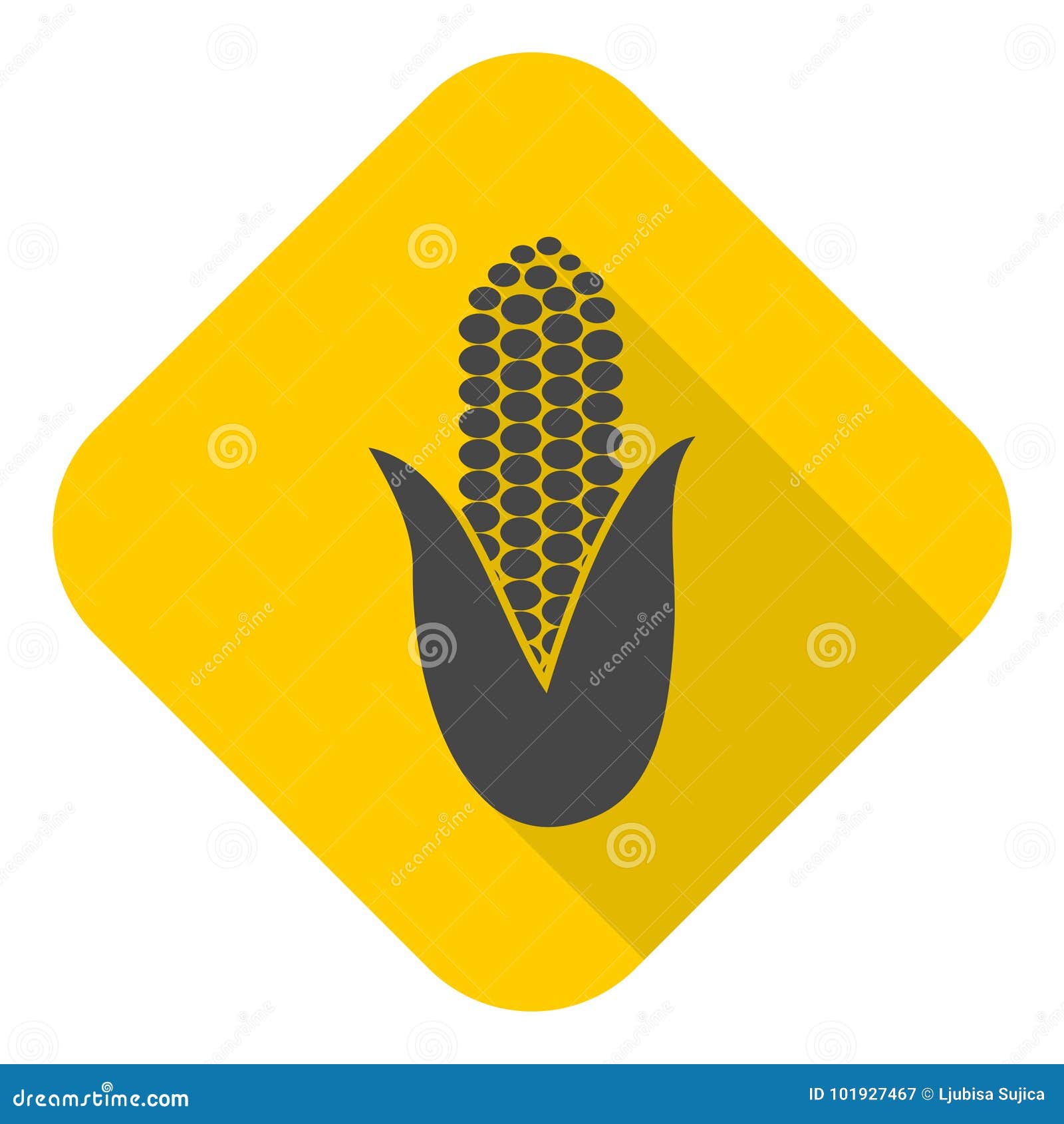 Corn Symbol Icon with Long Shadow Stock Vector - Illustration of grain ...