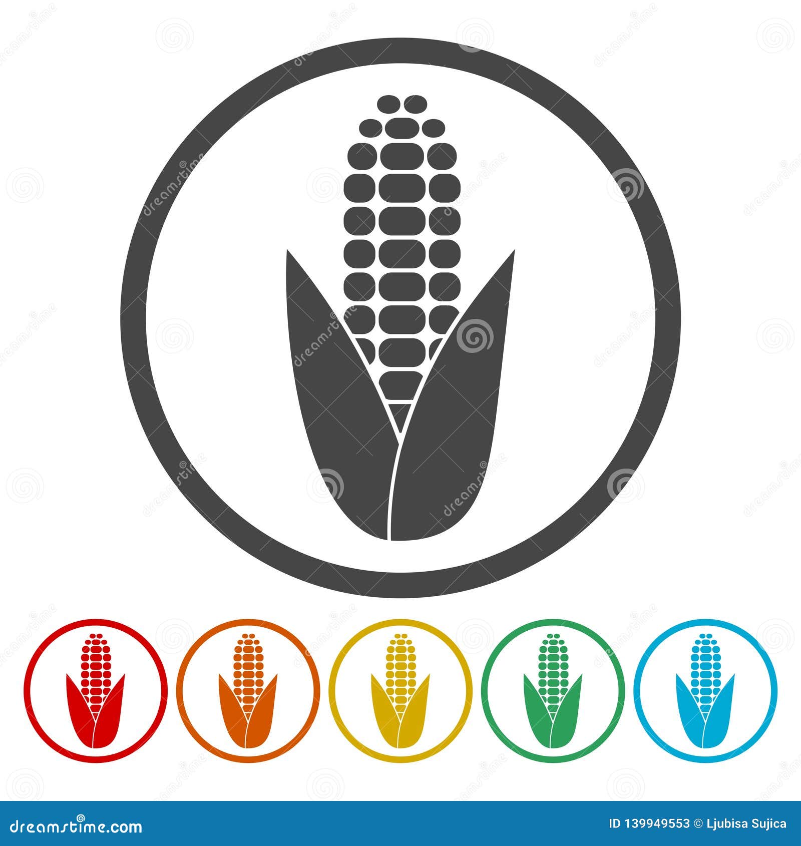 Corn symbol icons set stock vector. Illustration of green - 139949553