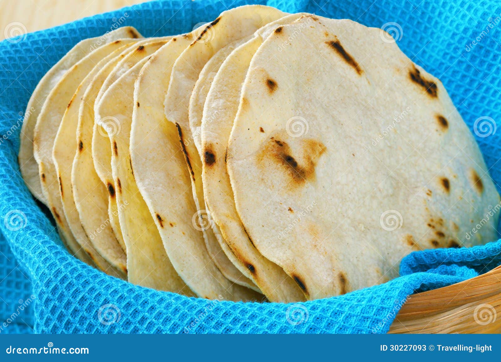Corn Tortillas, Stacked in a Basket Stock Image - Image of stack ...