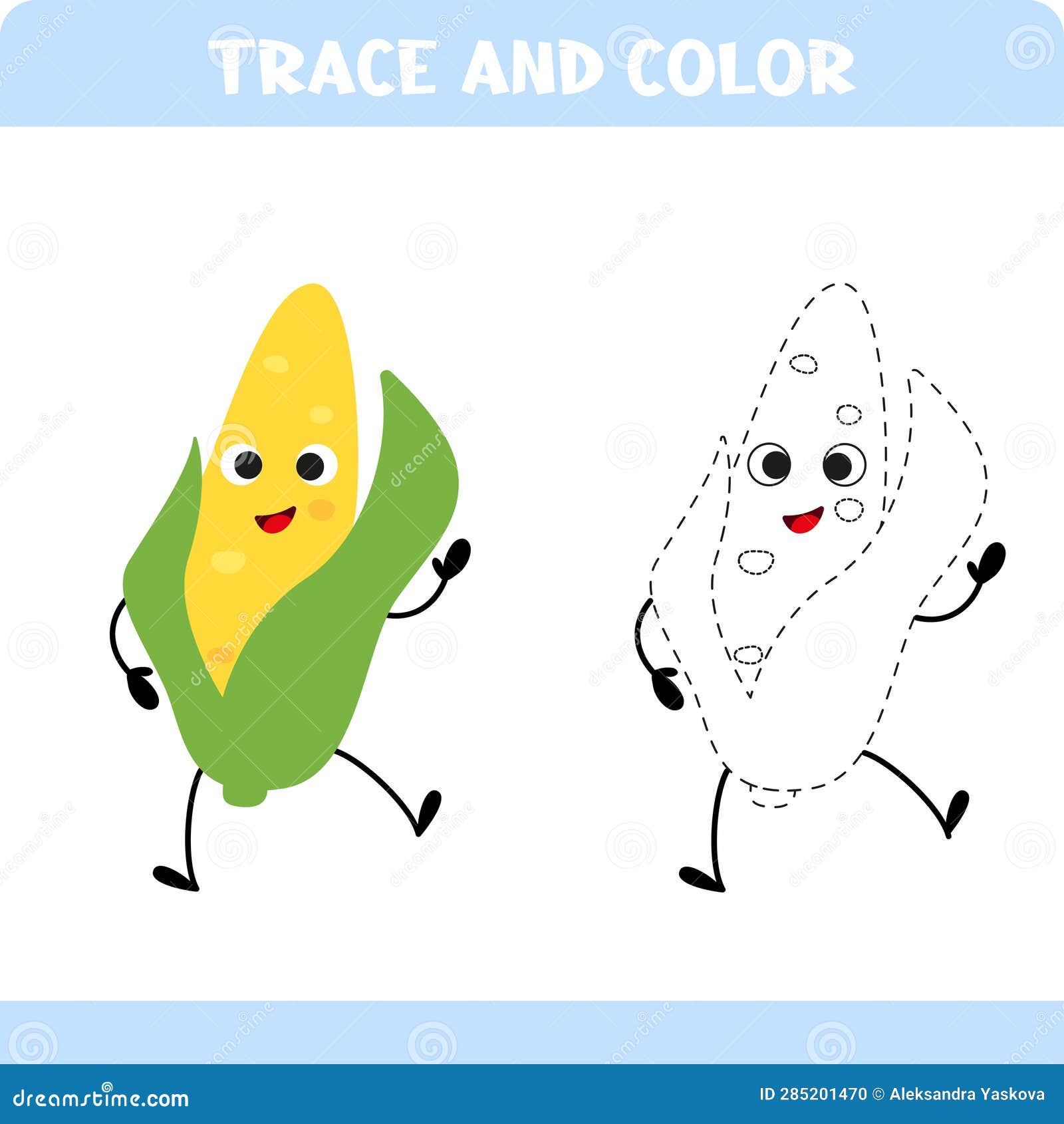 Corn. Trace the Line Game for Kids. Educational Worksheets Stock Vector ...