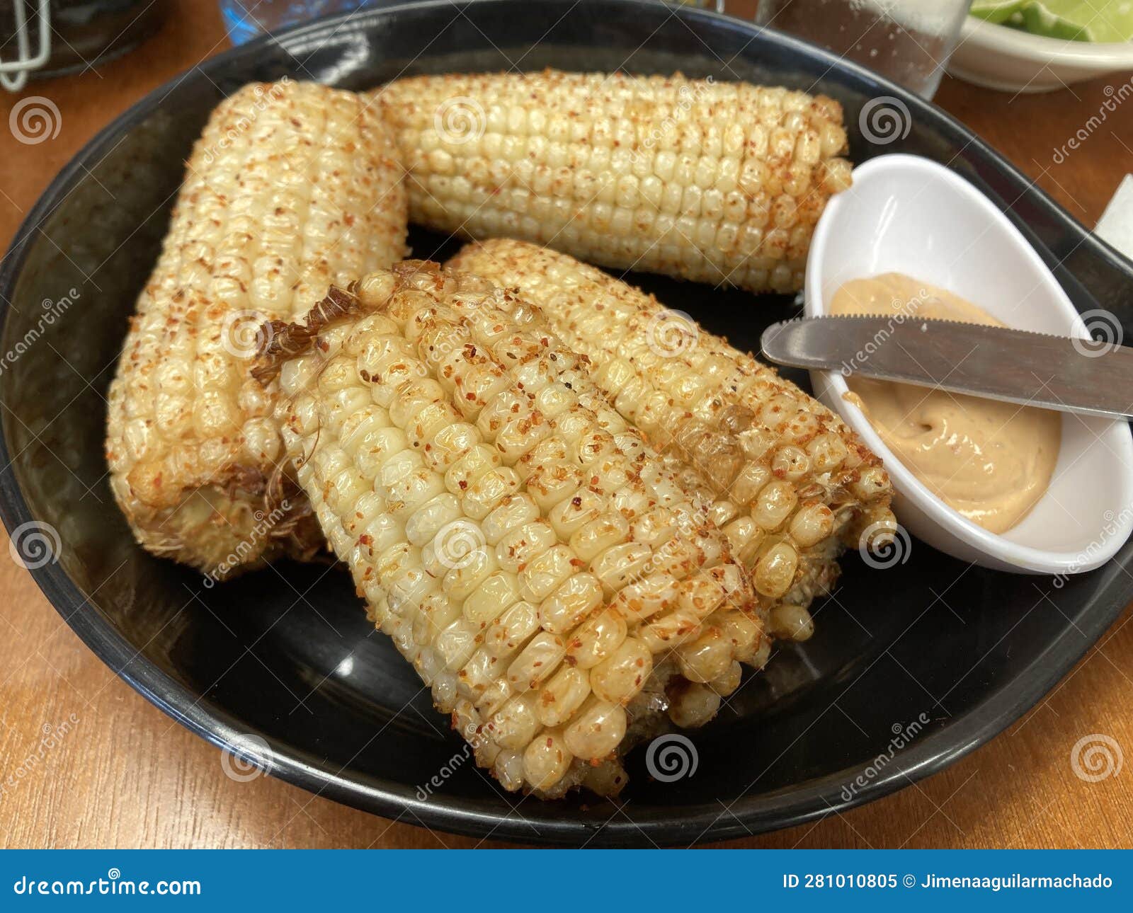 Corn on a Ub with Chilli Powder Stock Image - Image of meal, meat ...