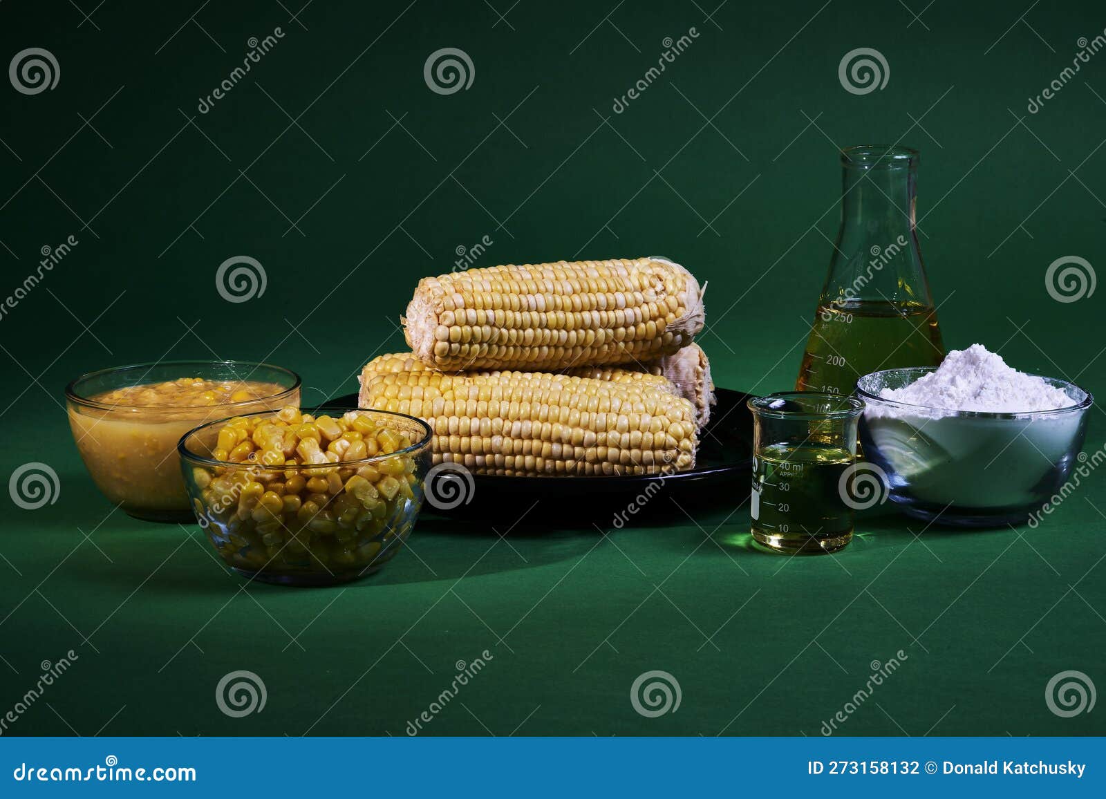 Corn Various Forms on Green Backdrop Editorial Photography - Image of ...