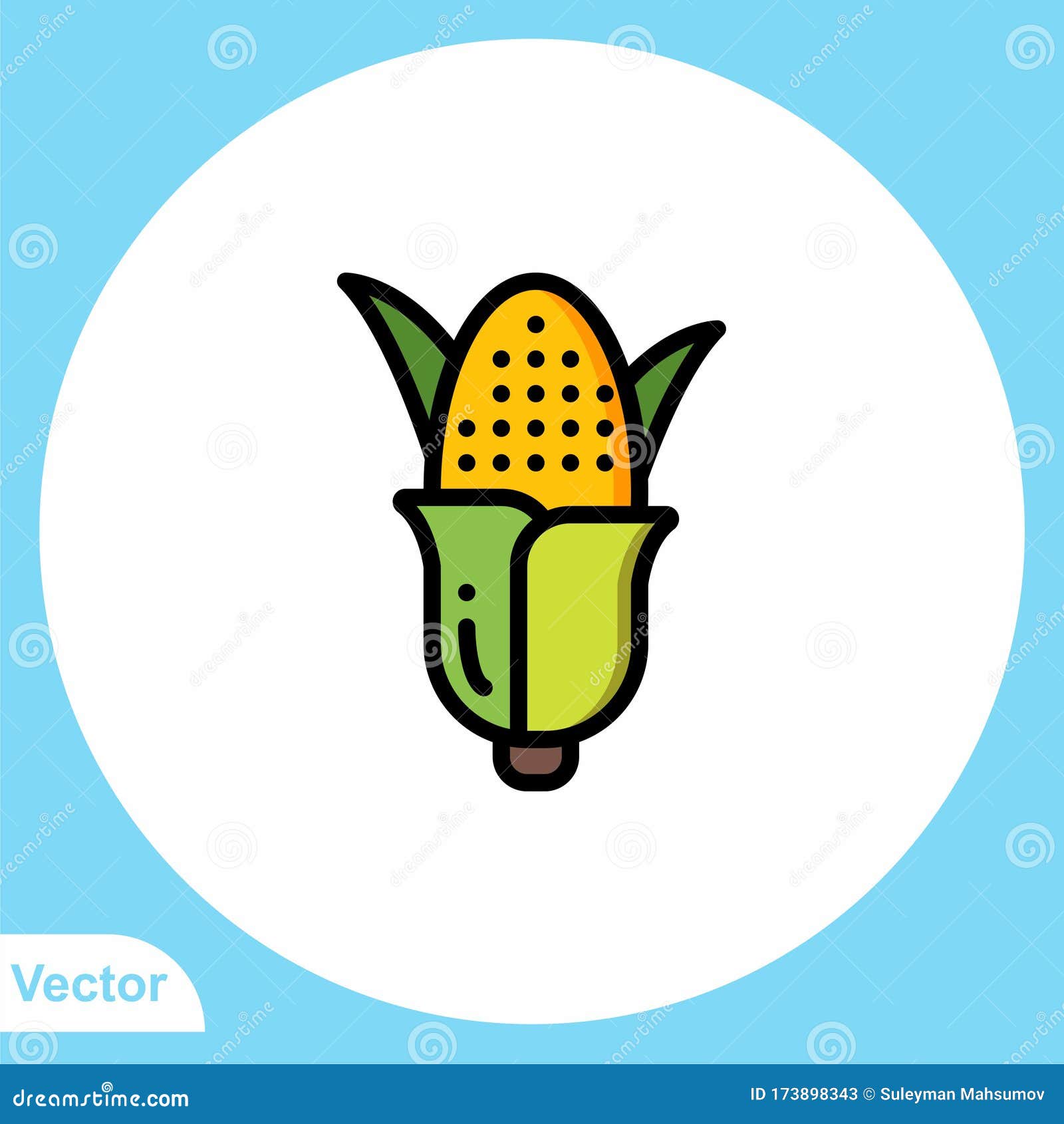 Corn Vector Icon Sign Symbol Stock Illustration - Illustration of grain ...