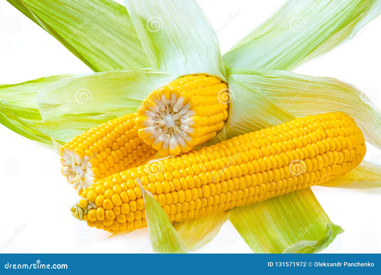 Corn on white background stock photo. Image of ingredient - 131571972
