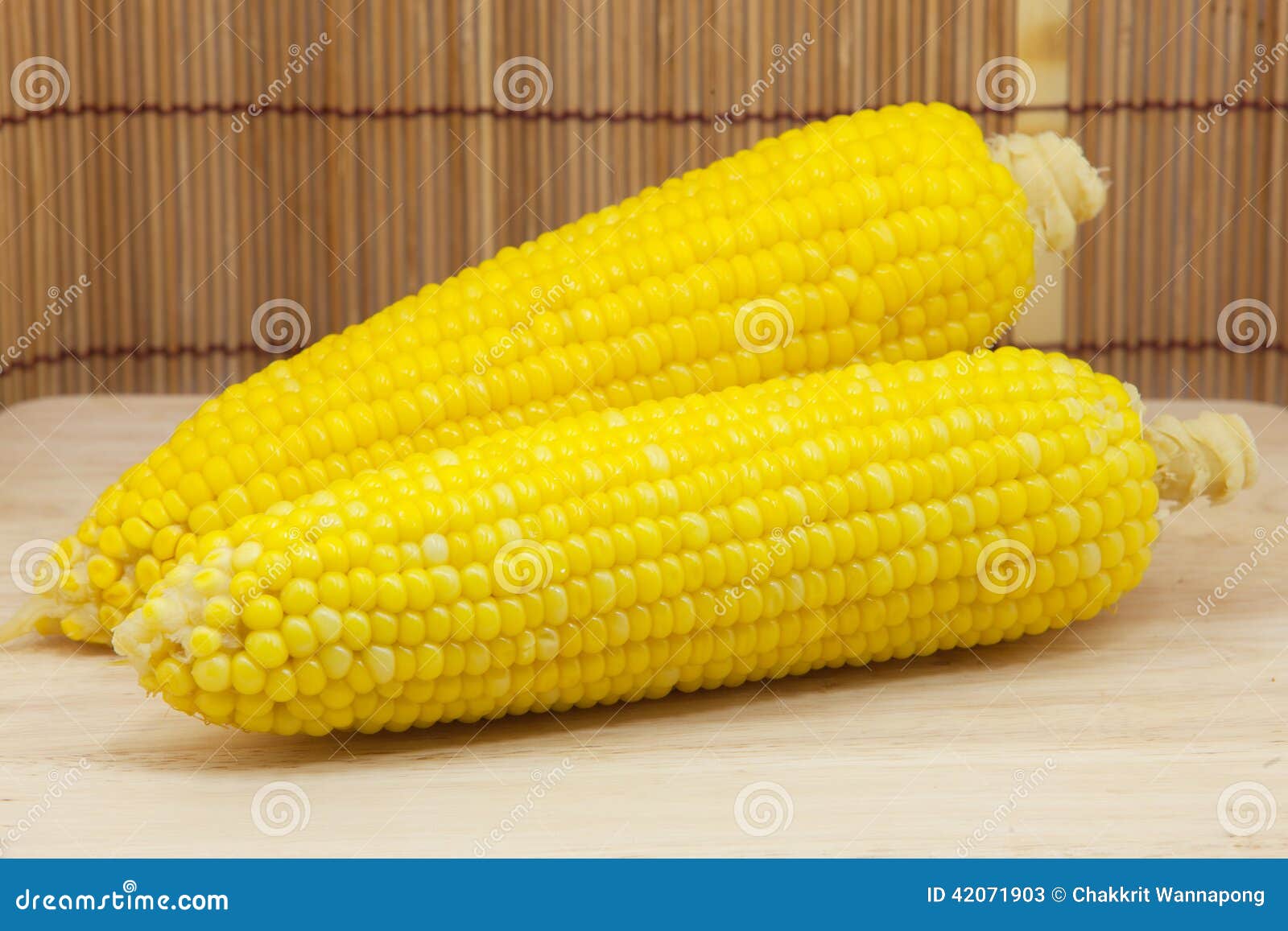 Corn on wood block stock image. Image of ripe, sweetcorn - 42071903