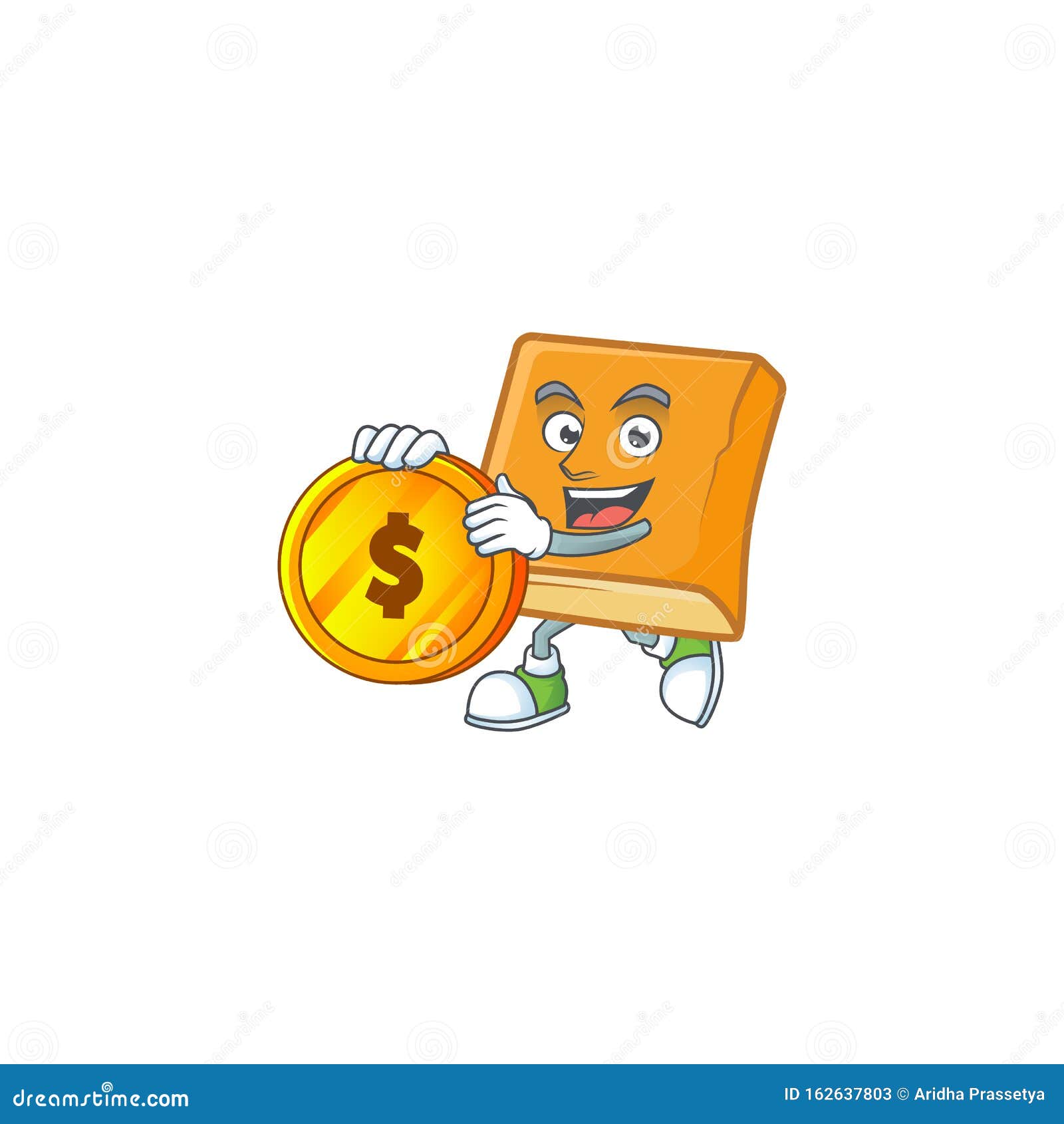 Cornbread in the Cartoon Character Bring Coin Shape Stock Vector ...