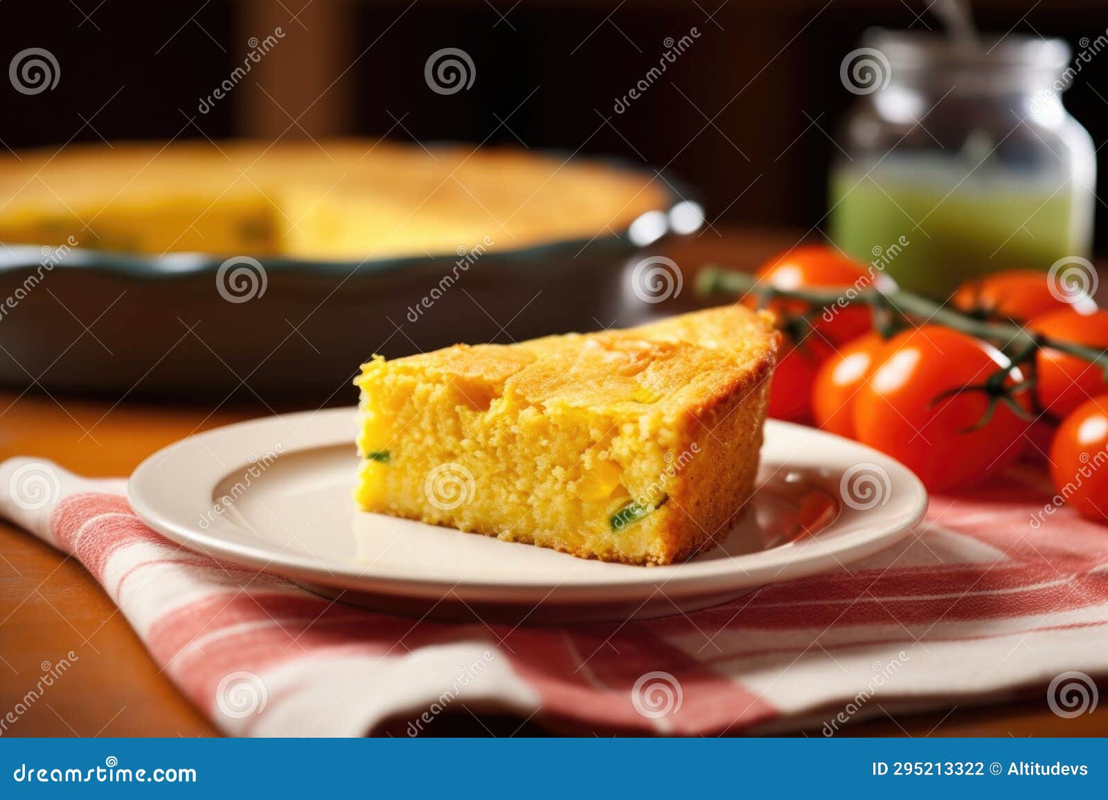 Cornbread on a Plate with a Wedge Cut Out Stock Photo - Image of ...