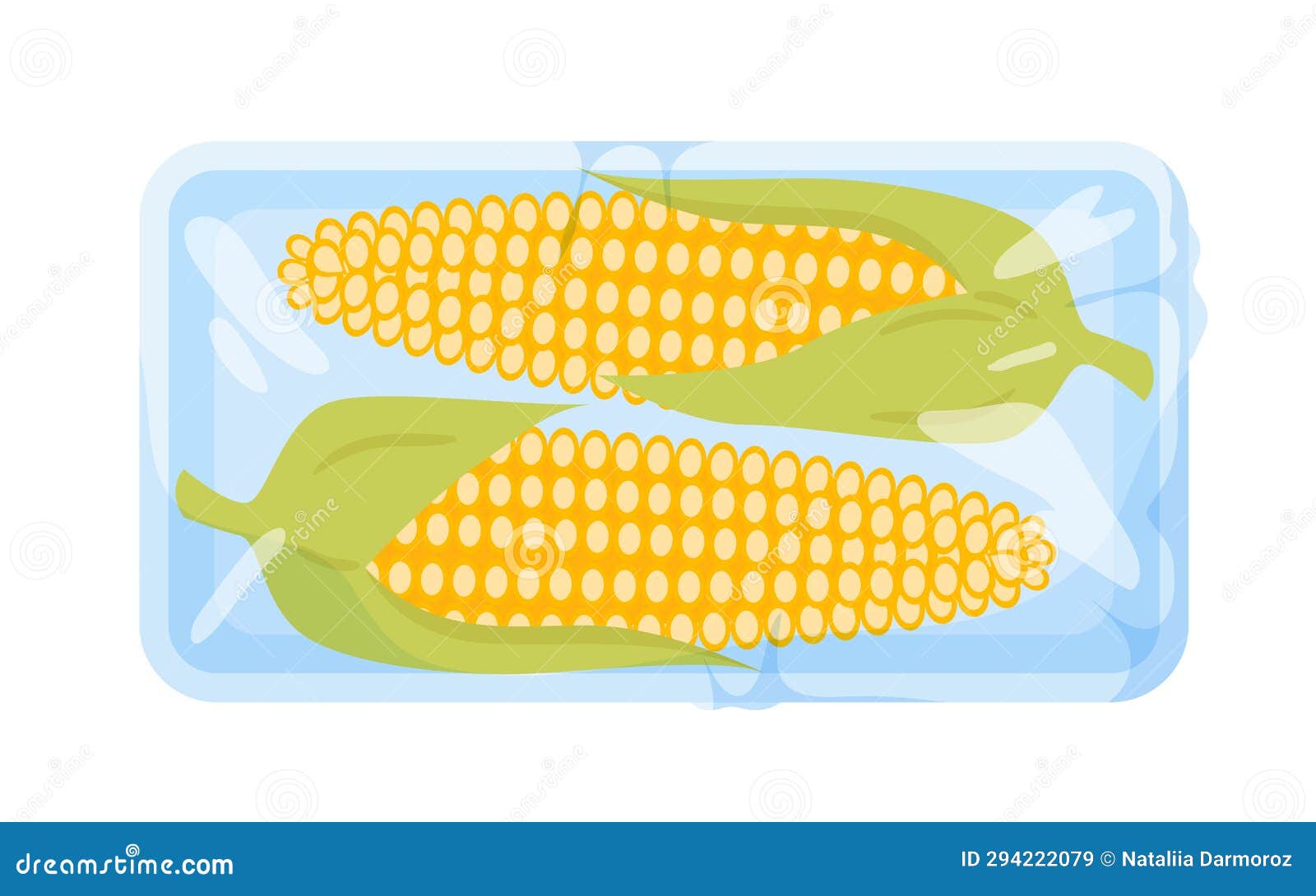Corncobs in Plastic Tray, Fresh Corn Crop in Supermarket Package, Raw ...