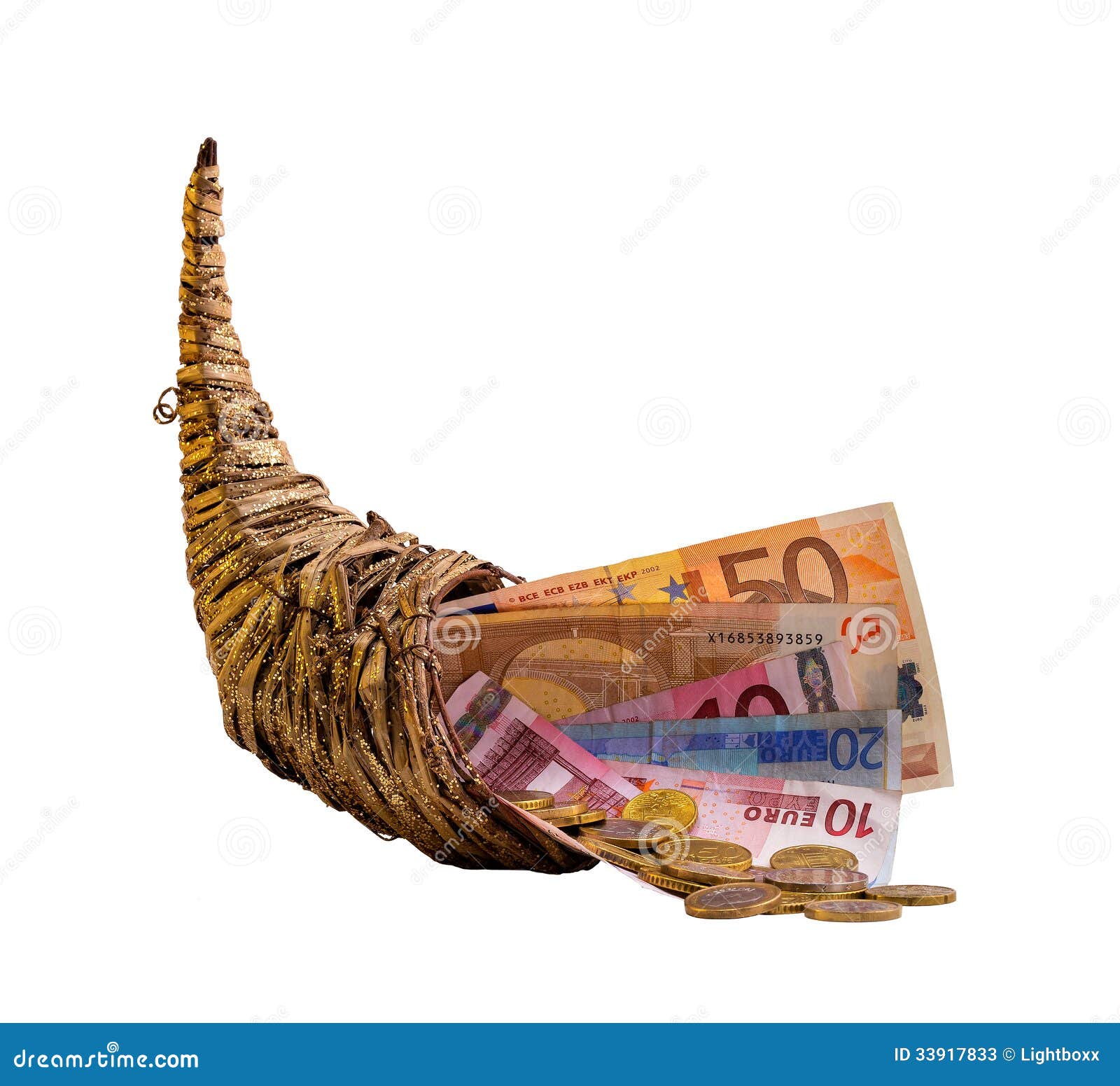 Corne D'abondance Avec L'argent - D'isolement Sur Le Blanc Image stock ...