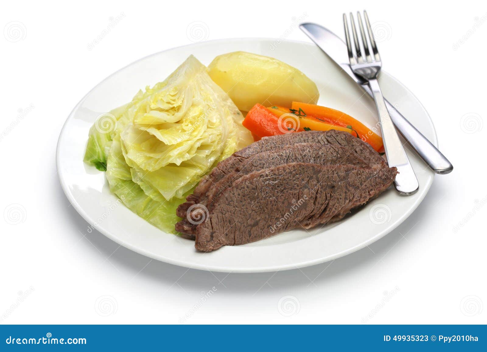 Corned Beef and Cabbage Isolated on White Background Stock Image ...