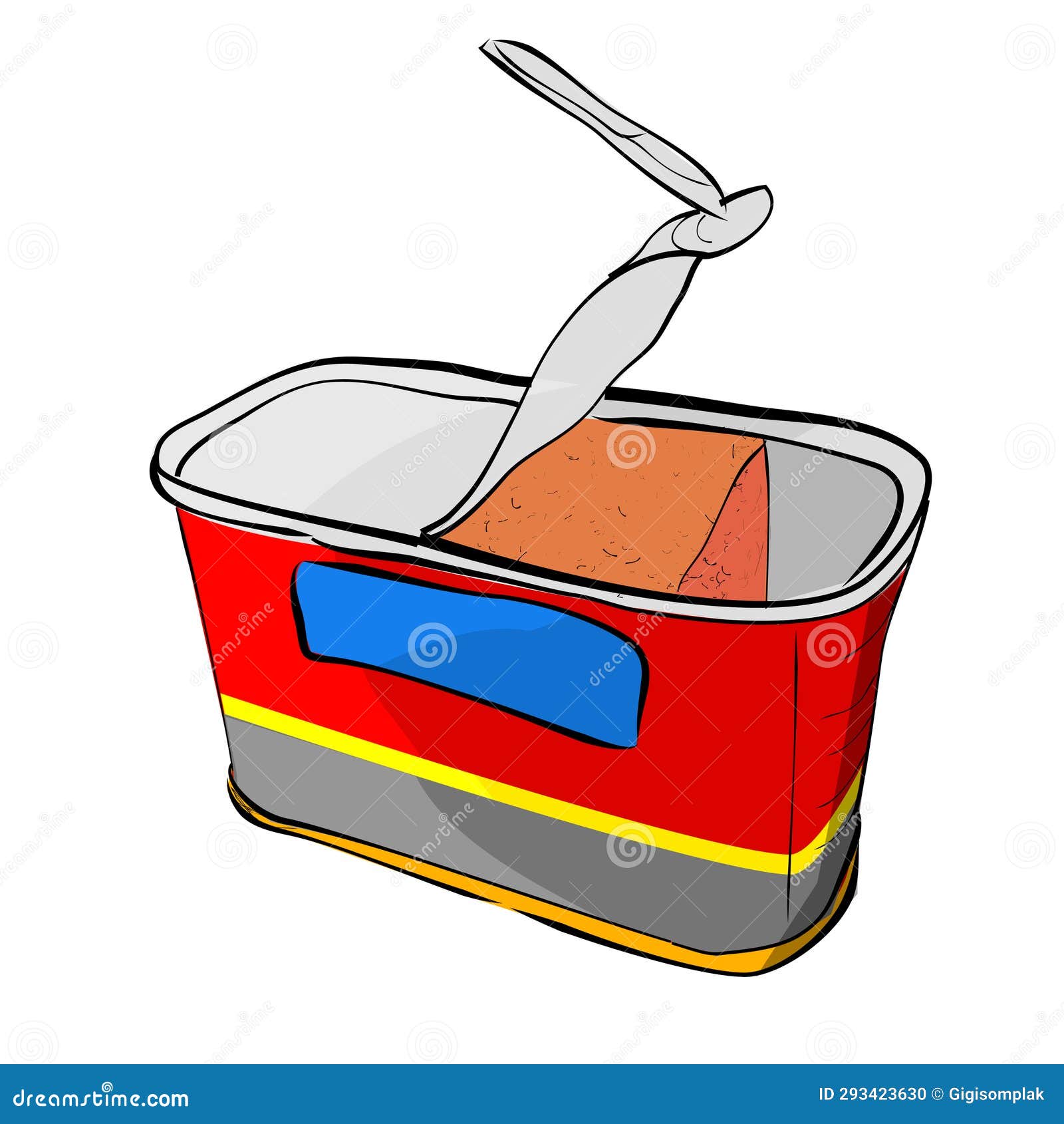 Simple Opened Can Corn Beef, Hand Draw Sketch, Isolated on White Stock ...