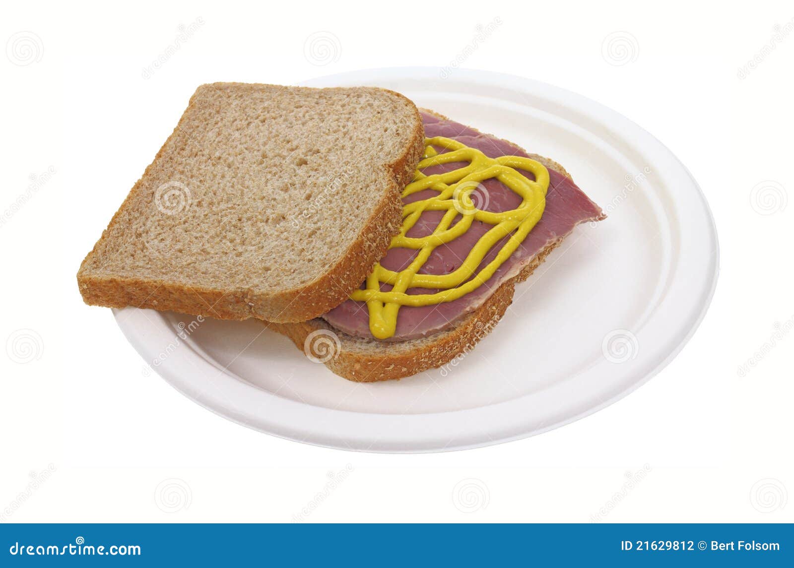 Corned Beef with Mustard Sandwich Stock Photo - Image of white, mustard ...