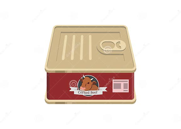 Corned Beef Square Can in Perspective View. Simple Flat Illustration ...