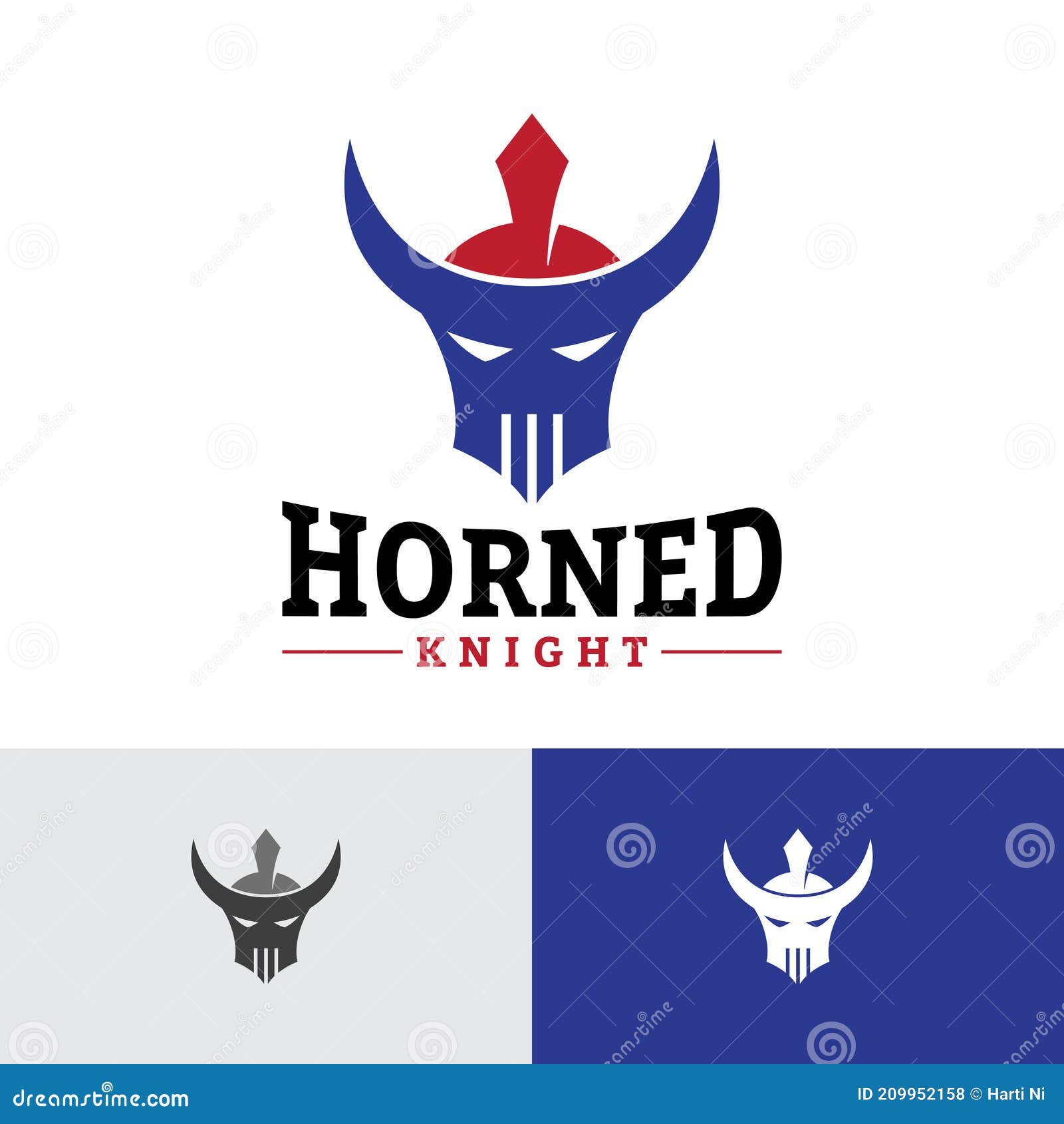 Corned Knight Sparta Taureau Casque Soldat Logo Illustration de Vecteur ...