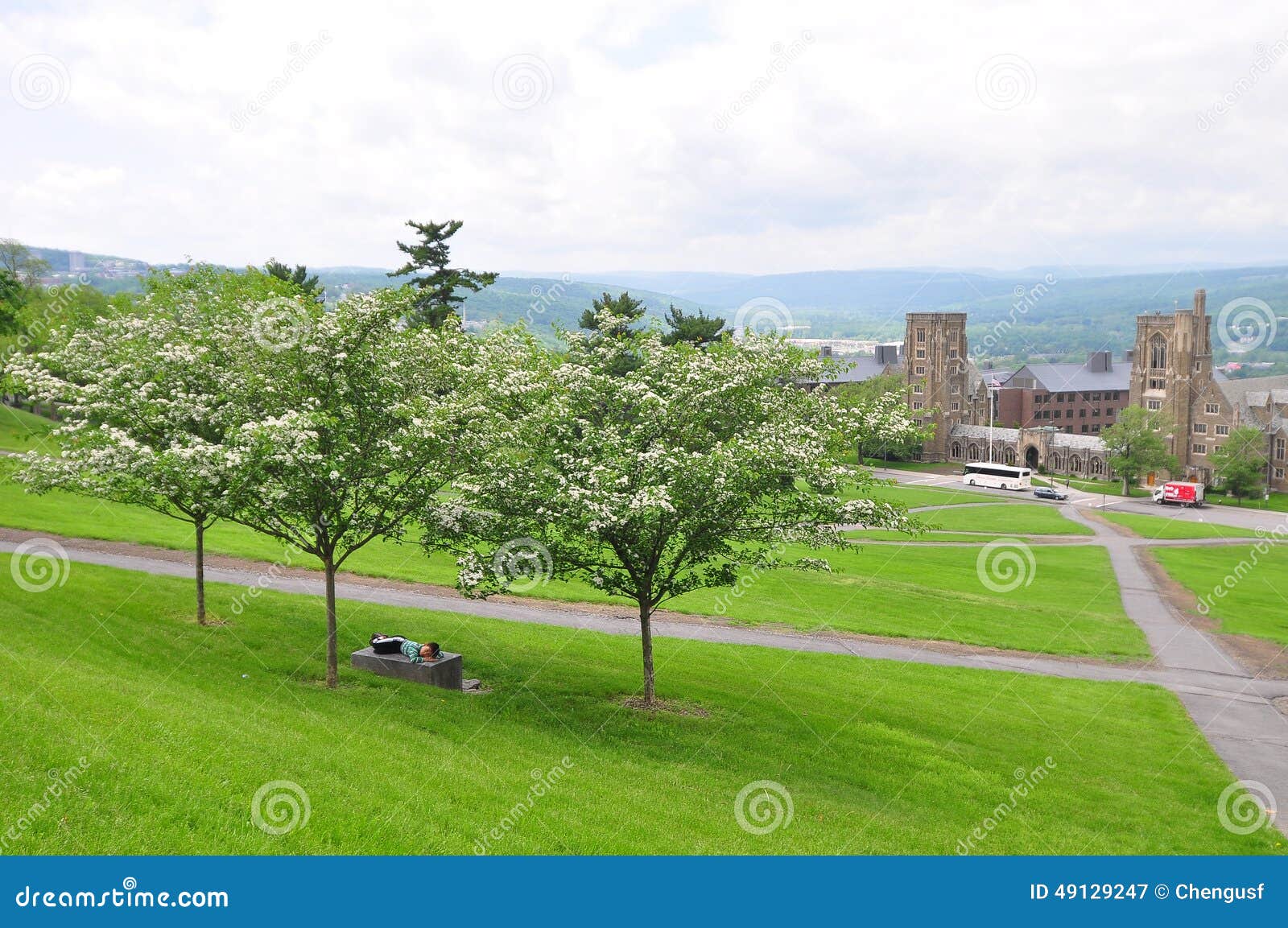 Cornell Campus landscape editorial photography. Image of grasslandn ...