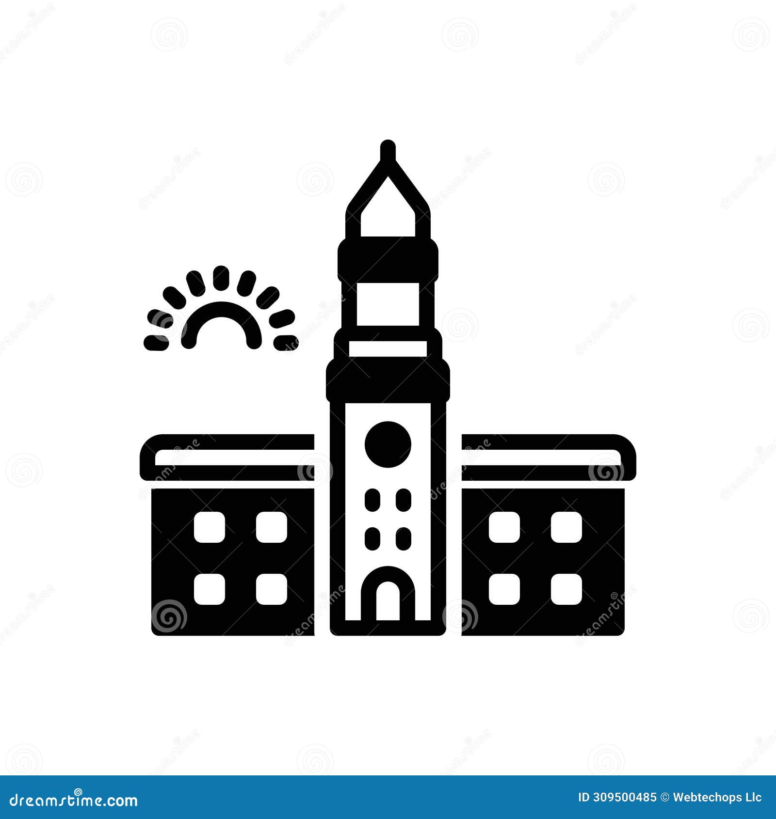 Black Solid Icon for Cornell, New York and Landmark Stock Illustration ...