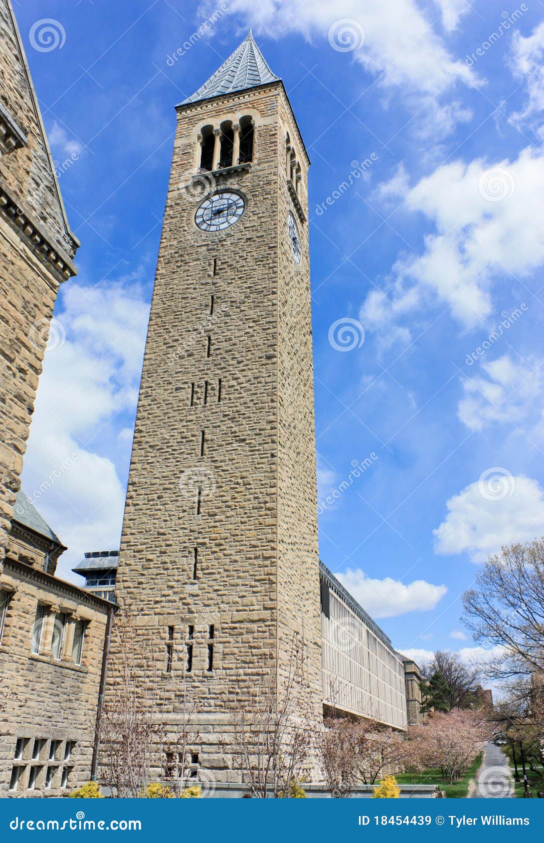Cornell University Clock Tower Stock Image - Image of cars, windows ...