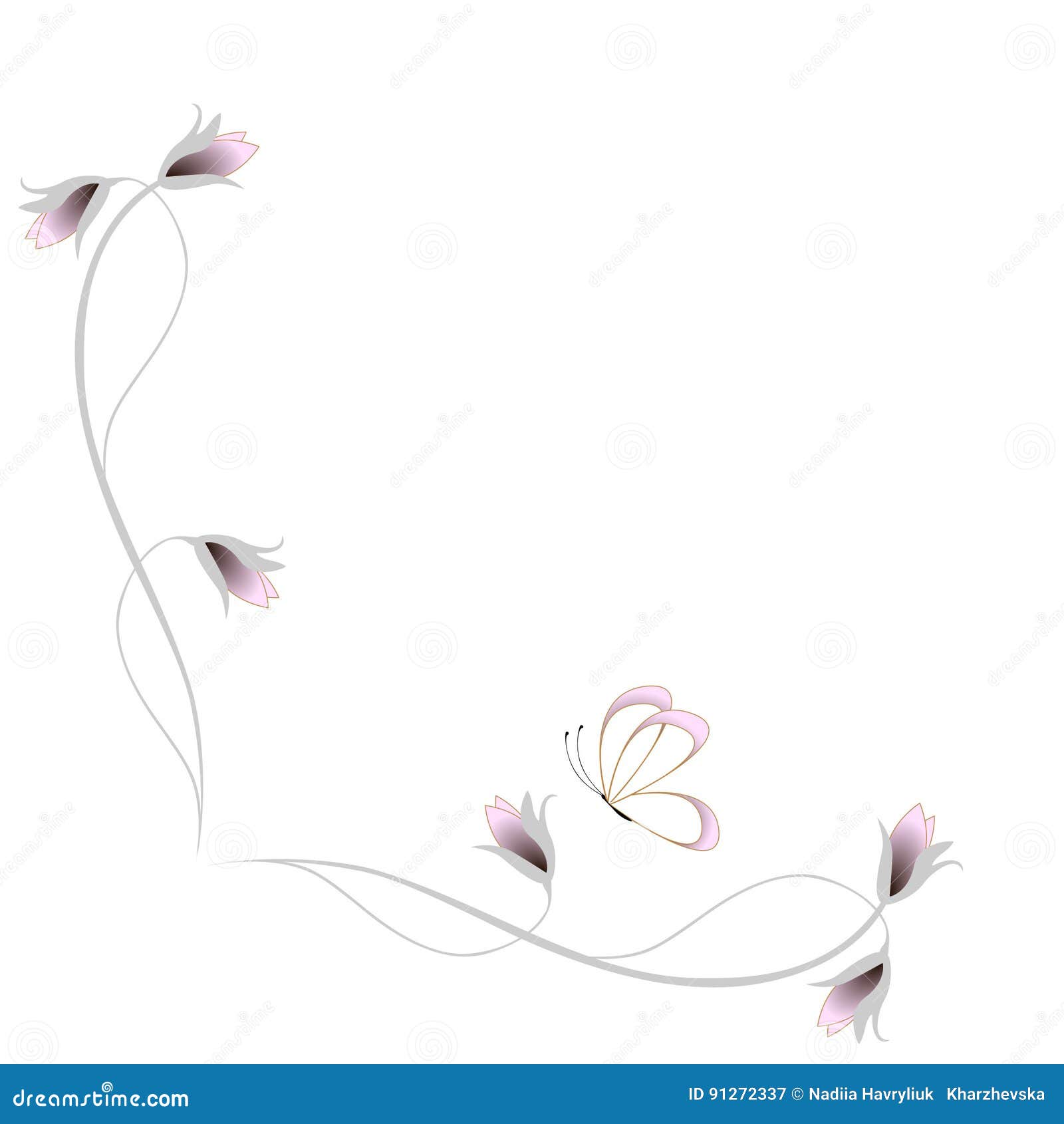 Pink Butterfly Corner Border